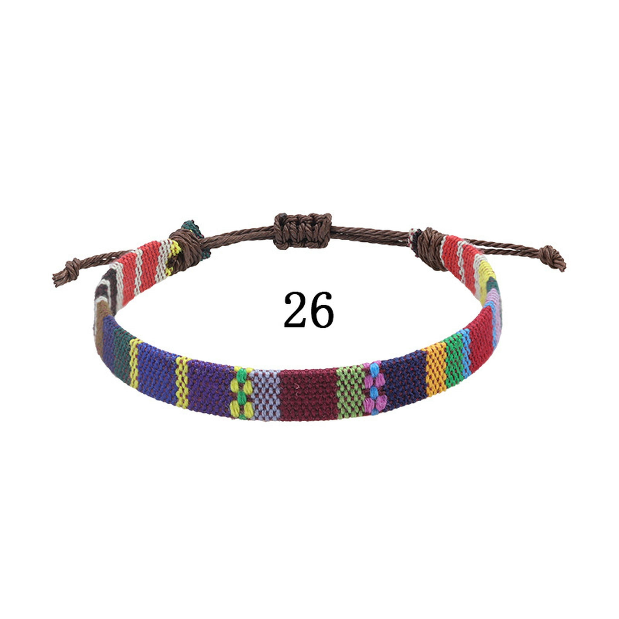 K-KED 2 Pcs Nepal Wind Cotton Linen Woven Cloth Art Rainbow Ankle Rope ...