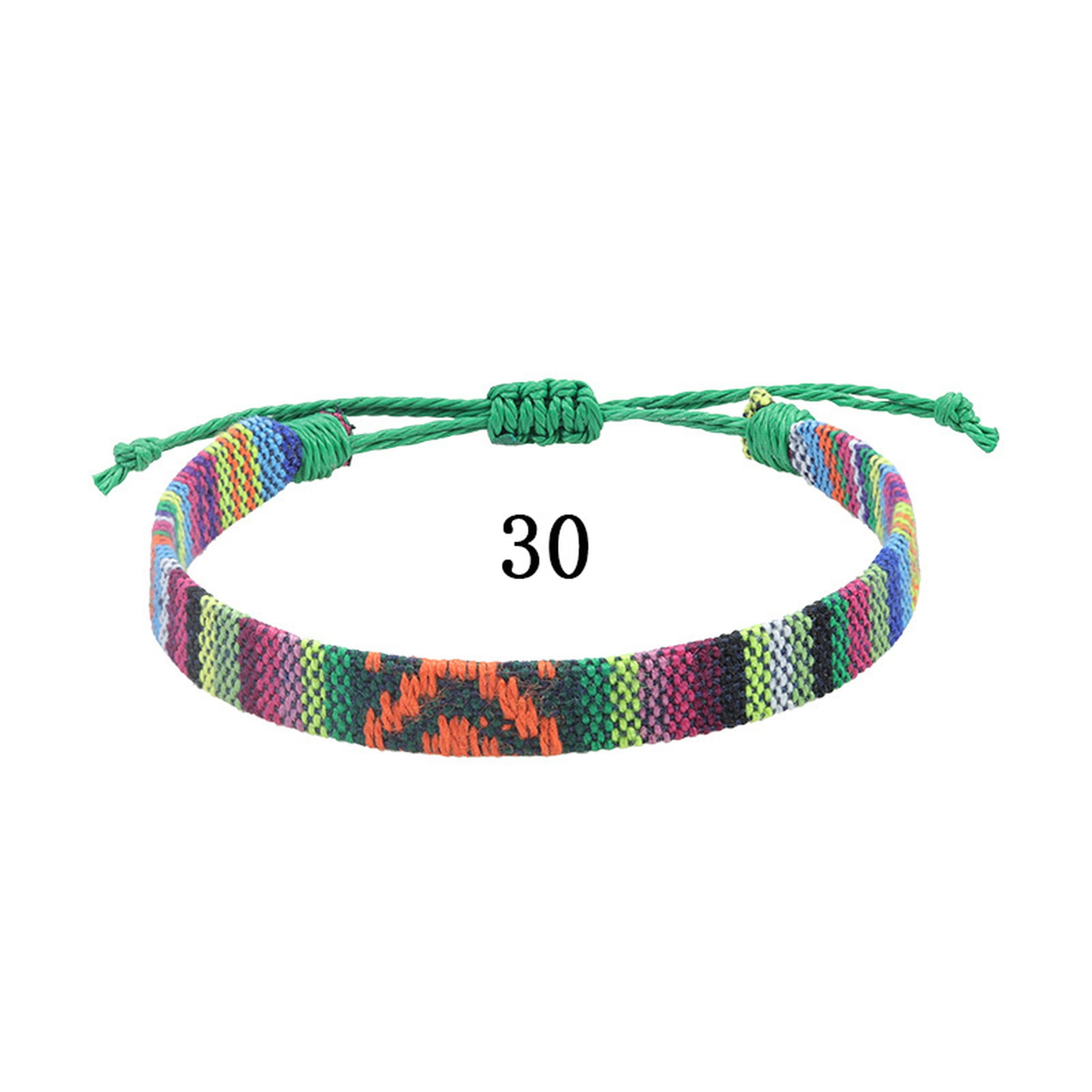 K-KED 2 Pcs Nepal Wind Cotton Linen Woven Cloth Art Rainbow Ankle Rope ...