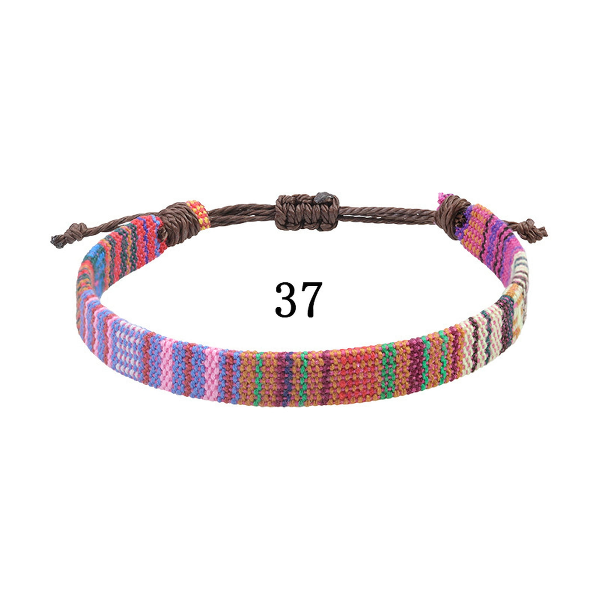 K-KED 2 Pcs Nepal Wind Cotton Linen Woven Cloth Art Rainbow Ankle Rope ...