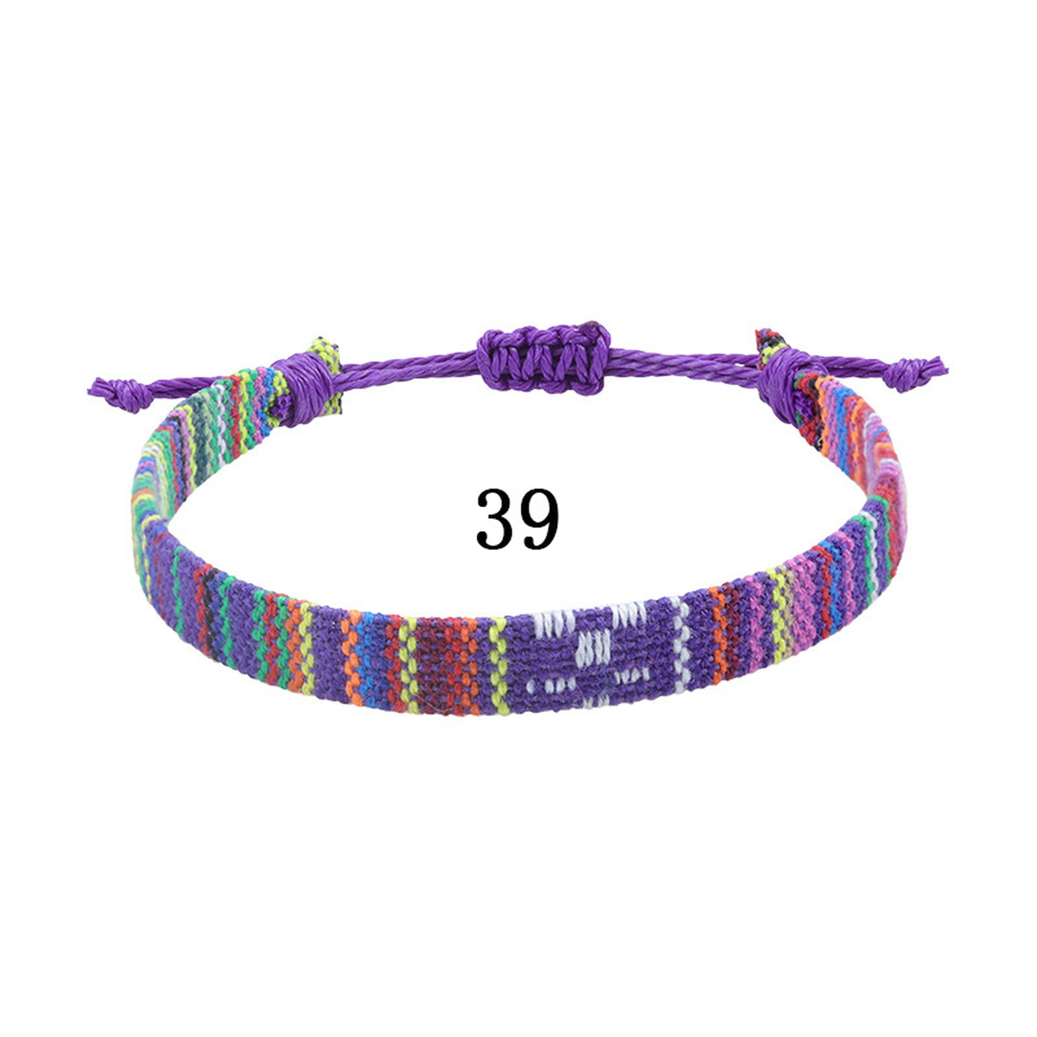 K-KED 2 Pcs Nepal Wind Cotton Linen Woven Cloth Art Rainbow Ankle Rope ...