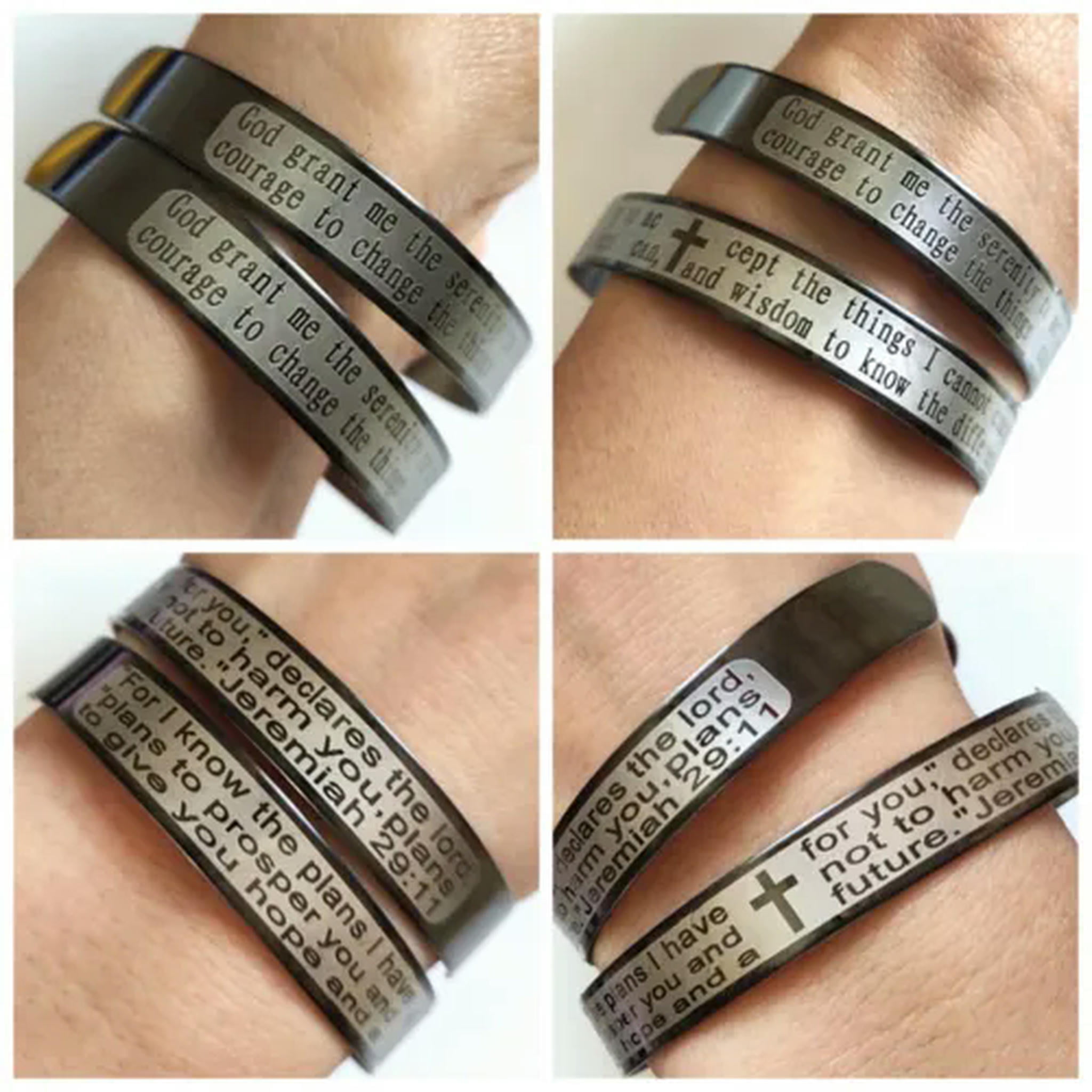 K-KED 20 Lord's prayer & Serenity Prayer Stainless steel Jesus Bracelets cuff Bangles - Walmart.com