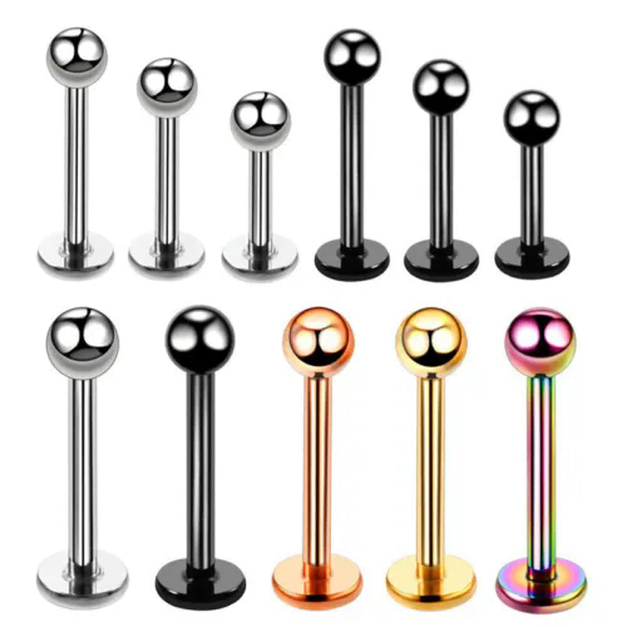 K-KED 20PCS/lot Gold Black Labret Bar Monroe Piercing Lip Stud Tragus Body Piercing-16G 6mm-Gold ...