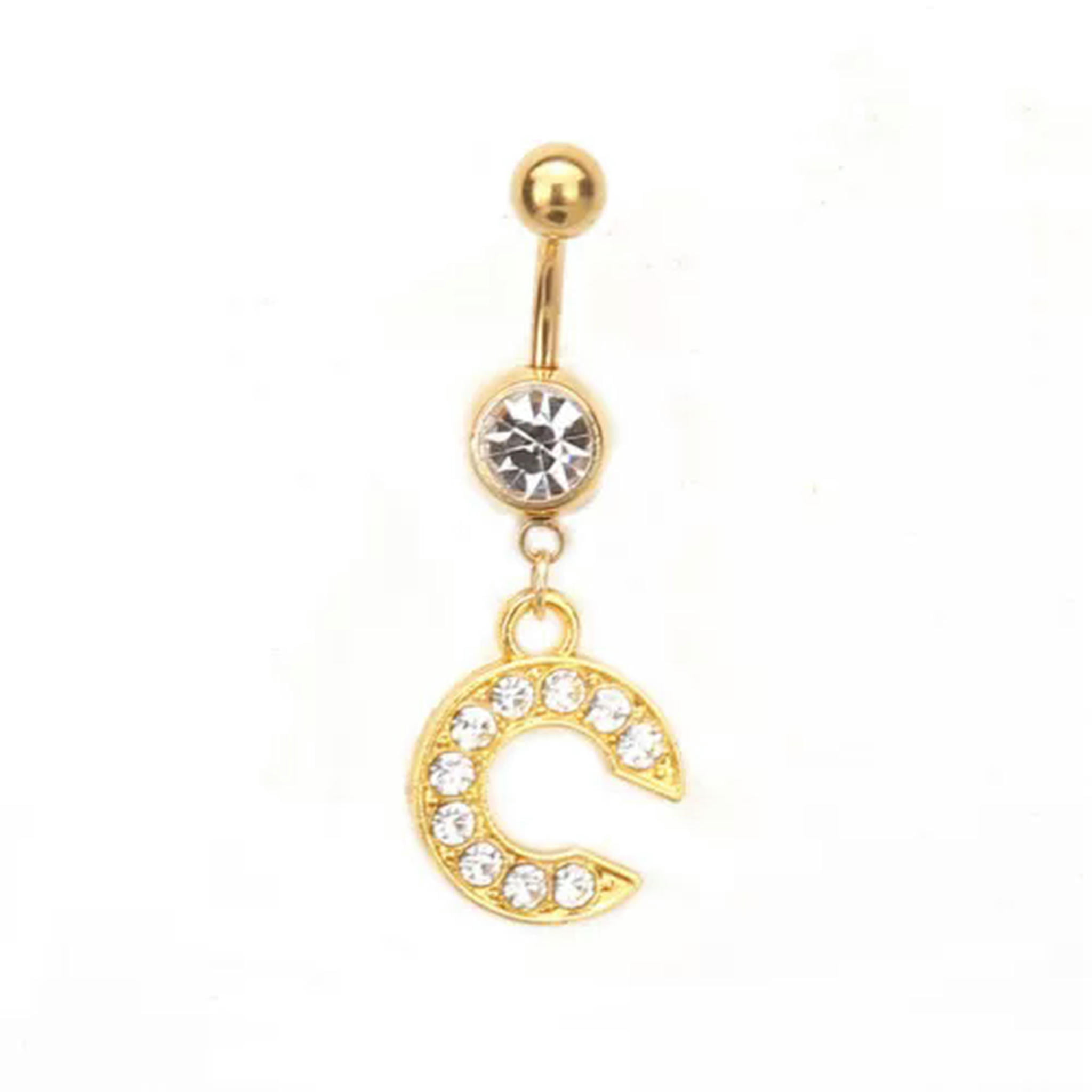 K-KED 26 Letter Belly Navel Ring Sexy Drop Dangle Body Piercing Women ...