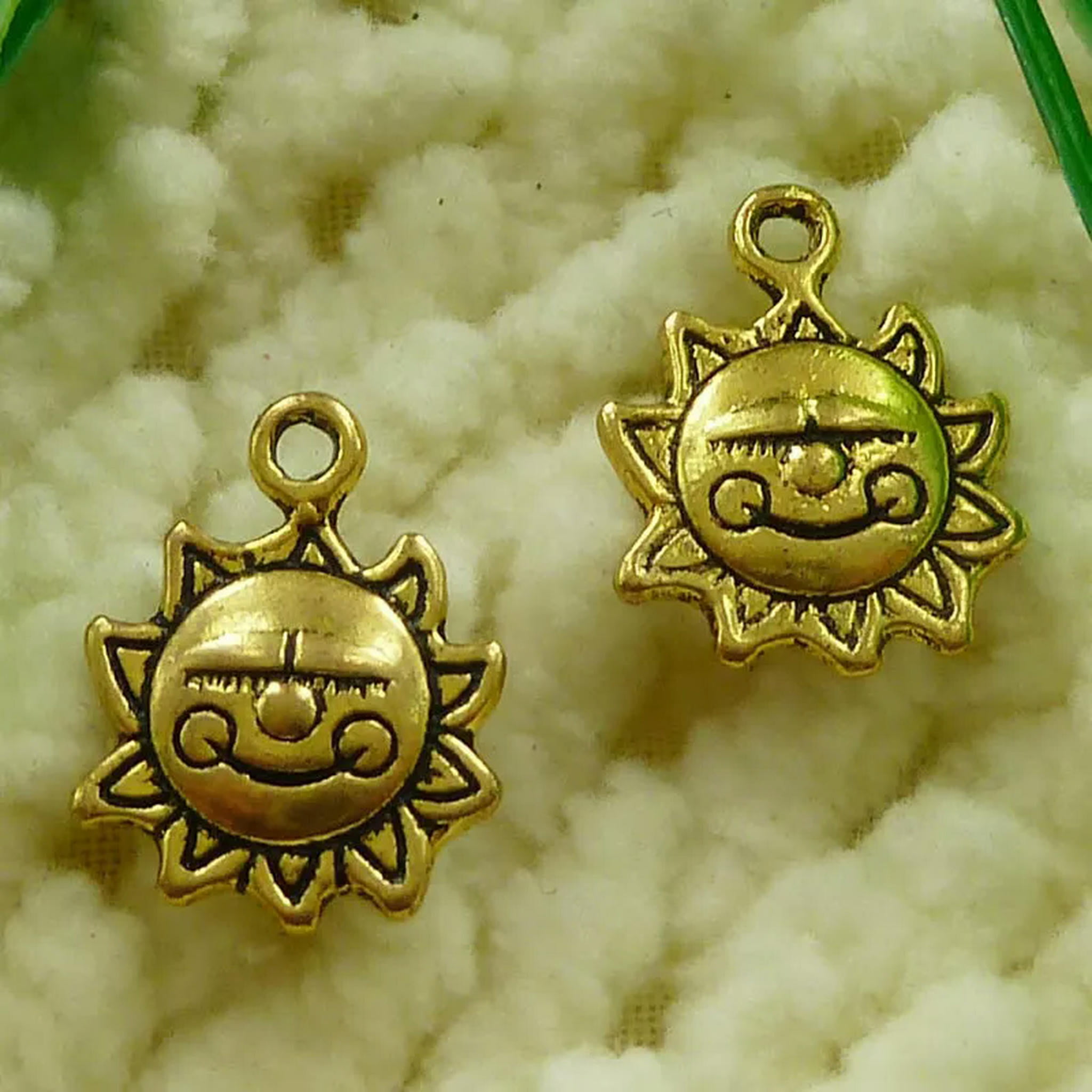 K-KED 270 Pcs Antique Gold plated Sun Face Charms 16X12MM S2495 DIY ...