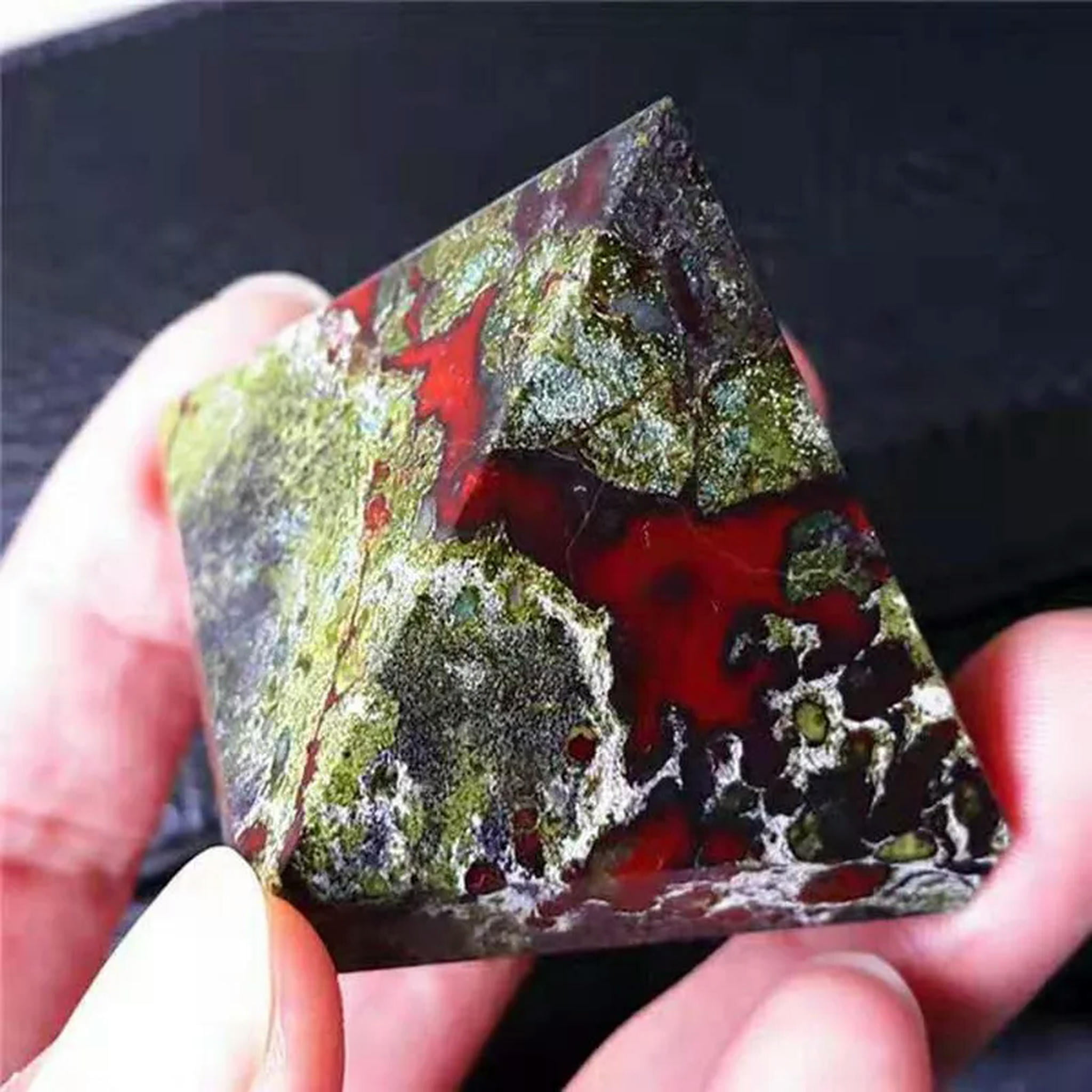 K-KED 2Pcs Natural Dragon Blood Quartz Crystal Egypt Pyramid Chakra ...