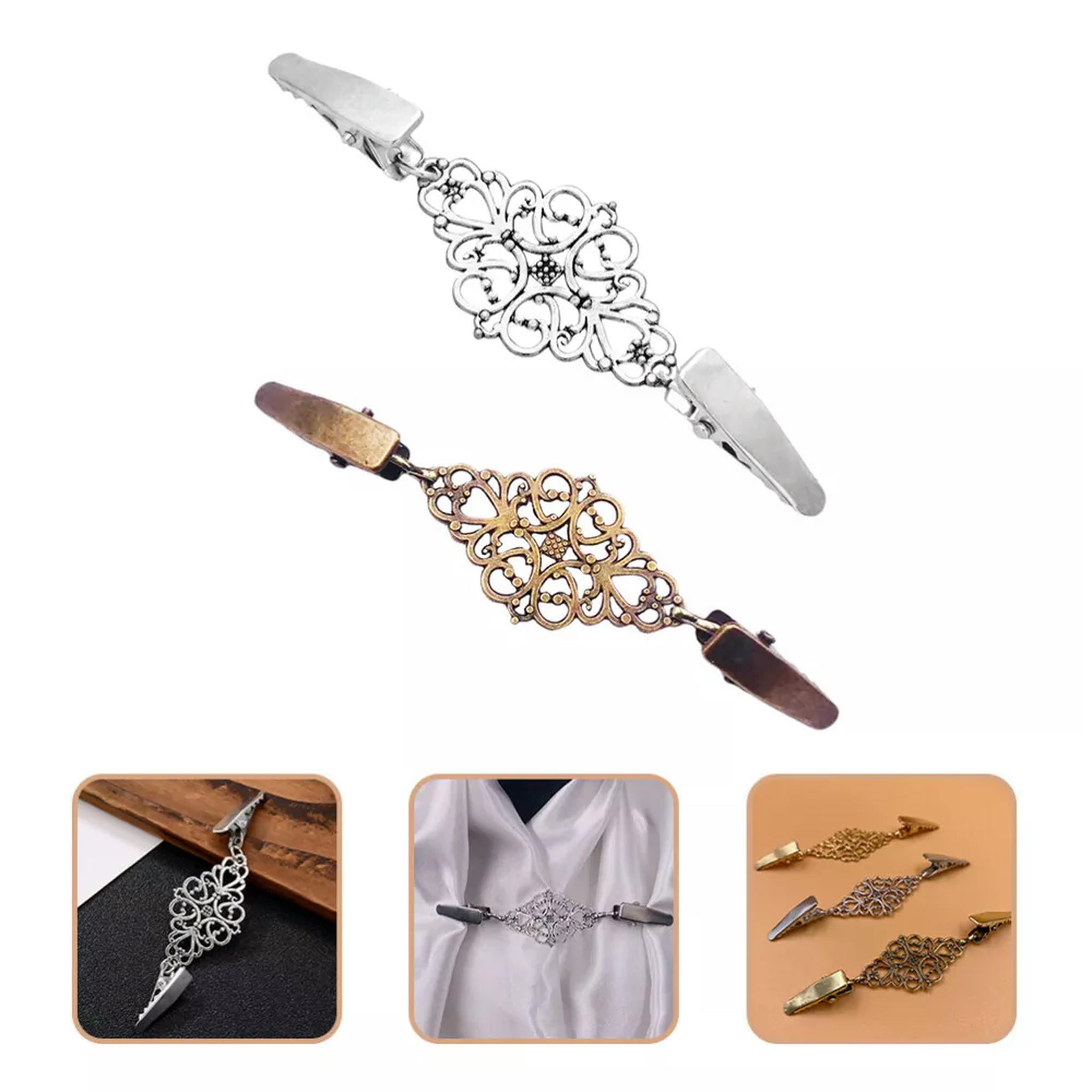 K-KED 2Pcs Women Retro Vintage Dress Cinch Clip Shirt Clips Shawl Clips ...