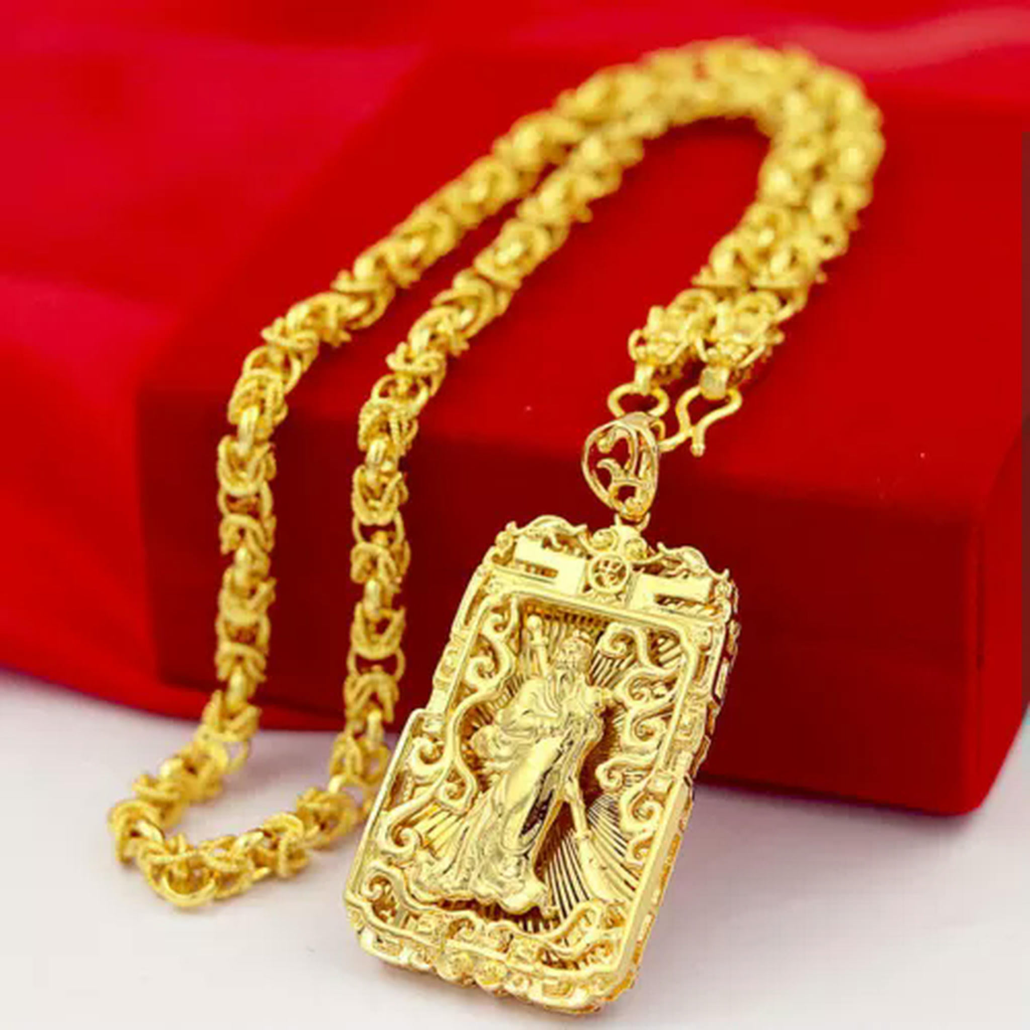 K-KED 3 Types Men's 24K Yellow Gold Plated Dragon GuanYin Pendant ...