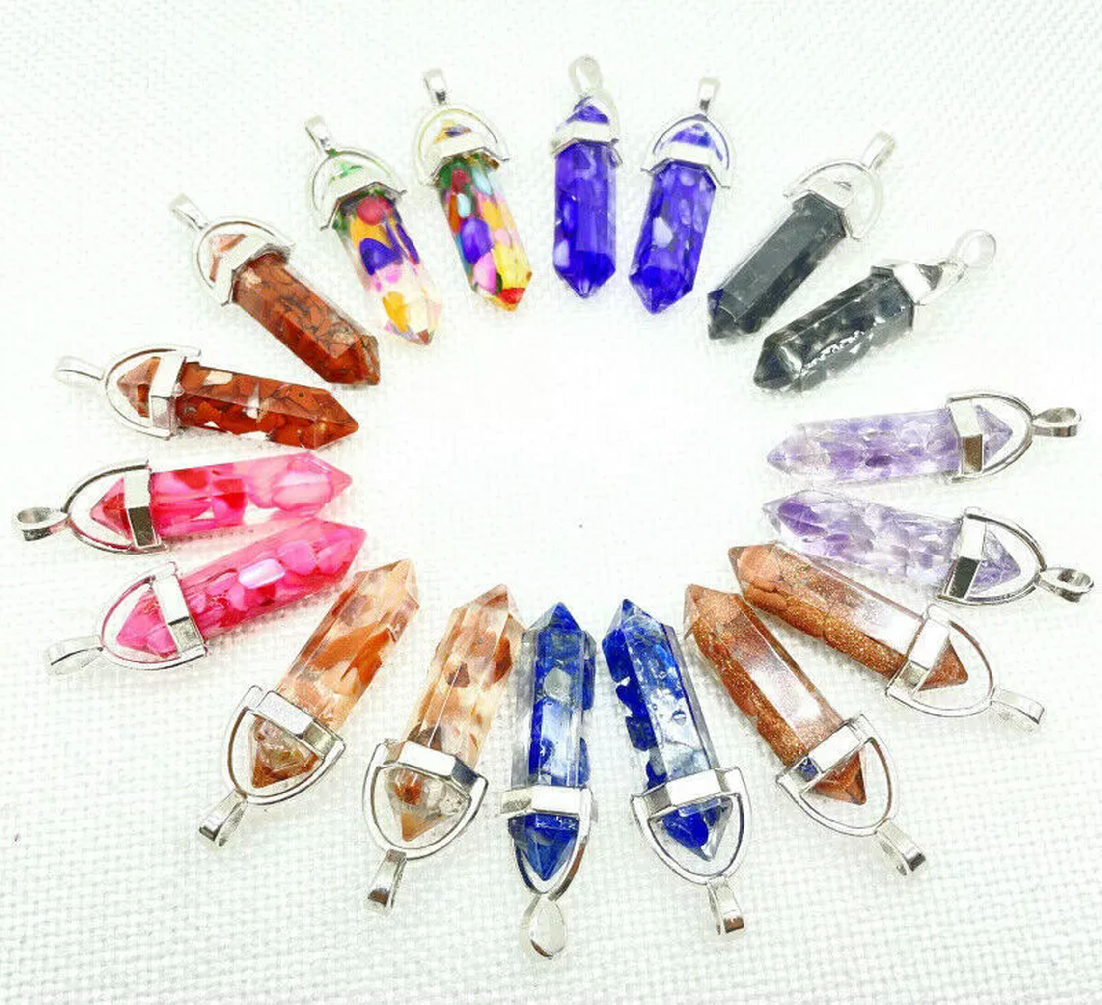 K-KED 30pcs Mixed Natural Stone Gravel Hexagonal Point Gemstone ...