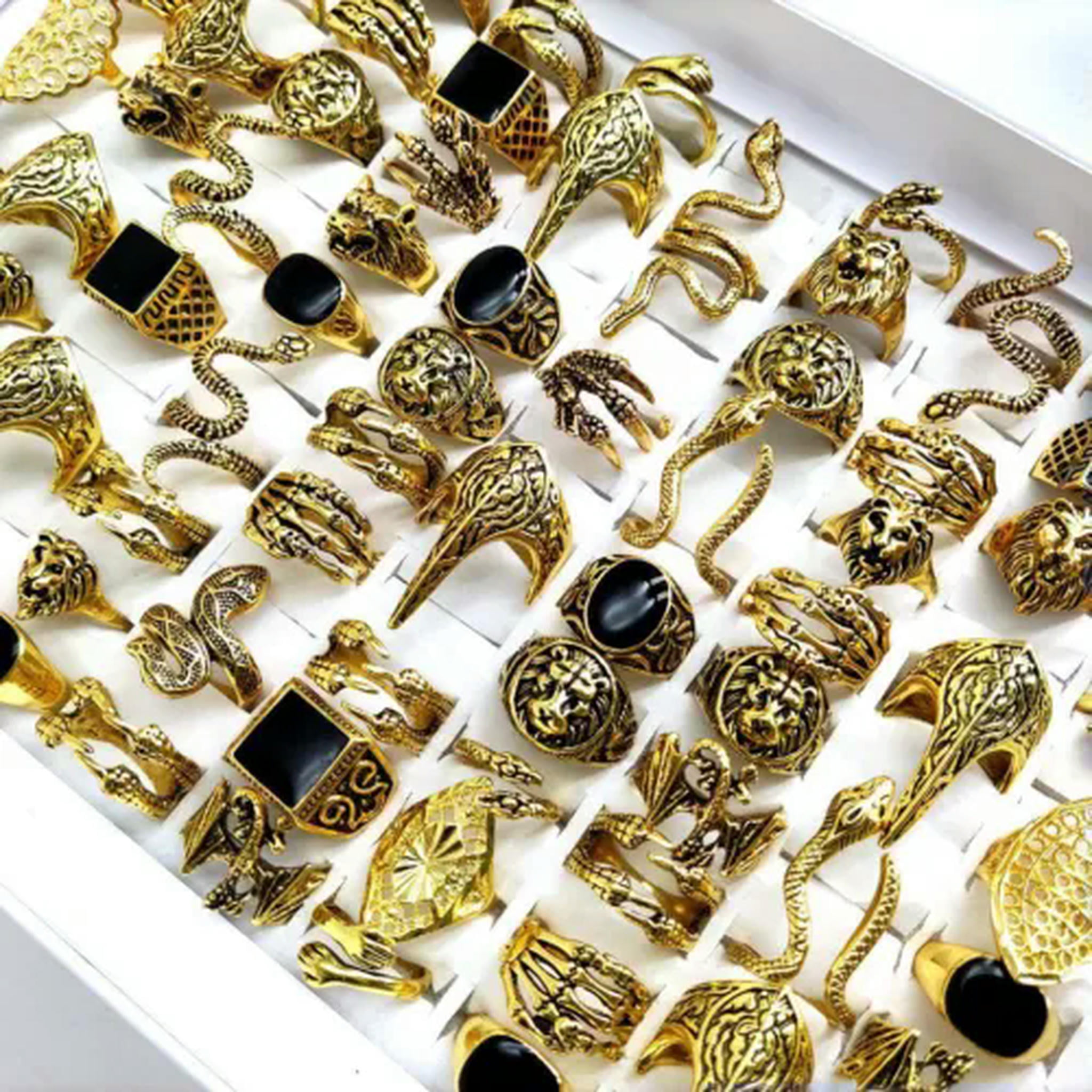 K-KED 30pcs Punk Retro Animal Snake Claw Mix Gold Metal Gothic Biker ...