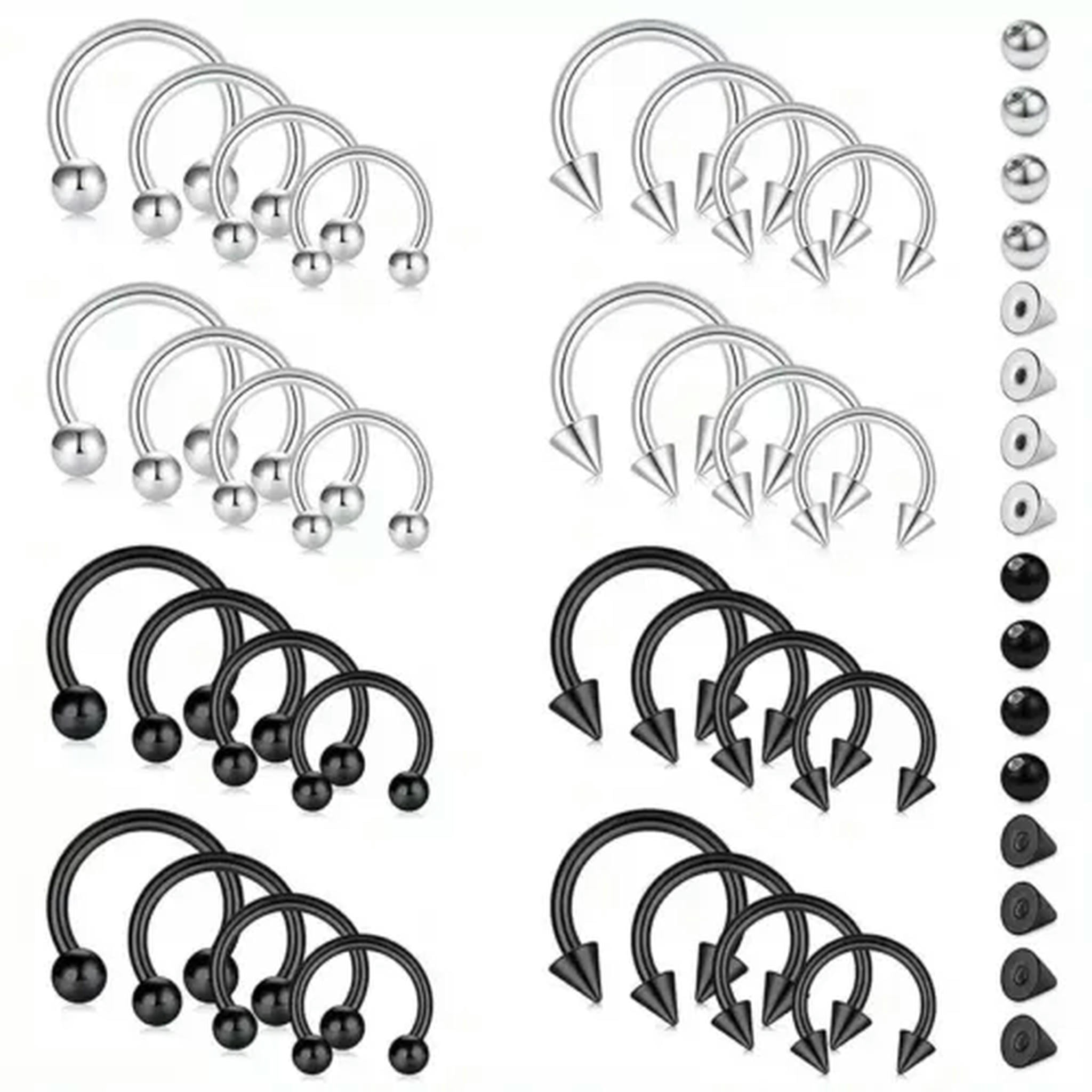K-KED 32pcs Horseshoe Ring Set CBR Nose Septum Hoop Earring Tragus ...