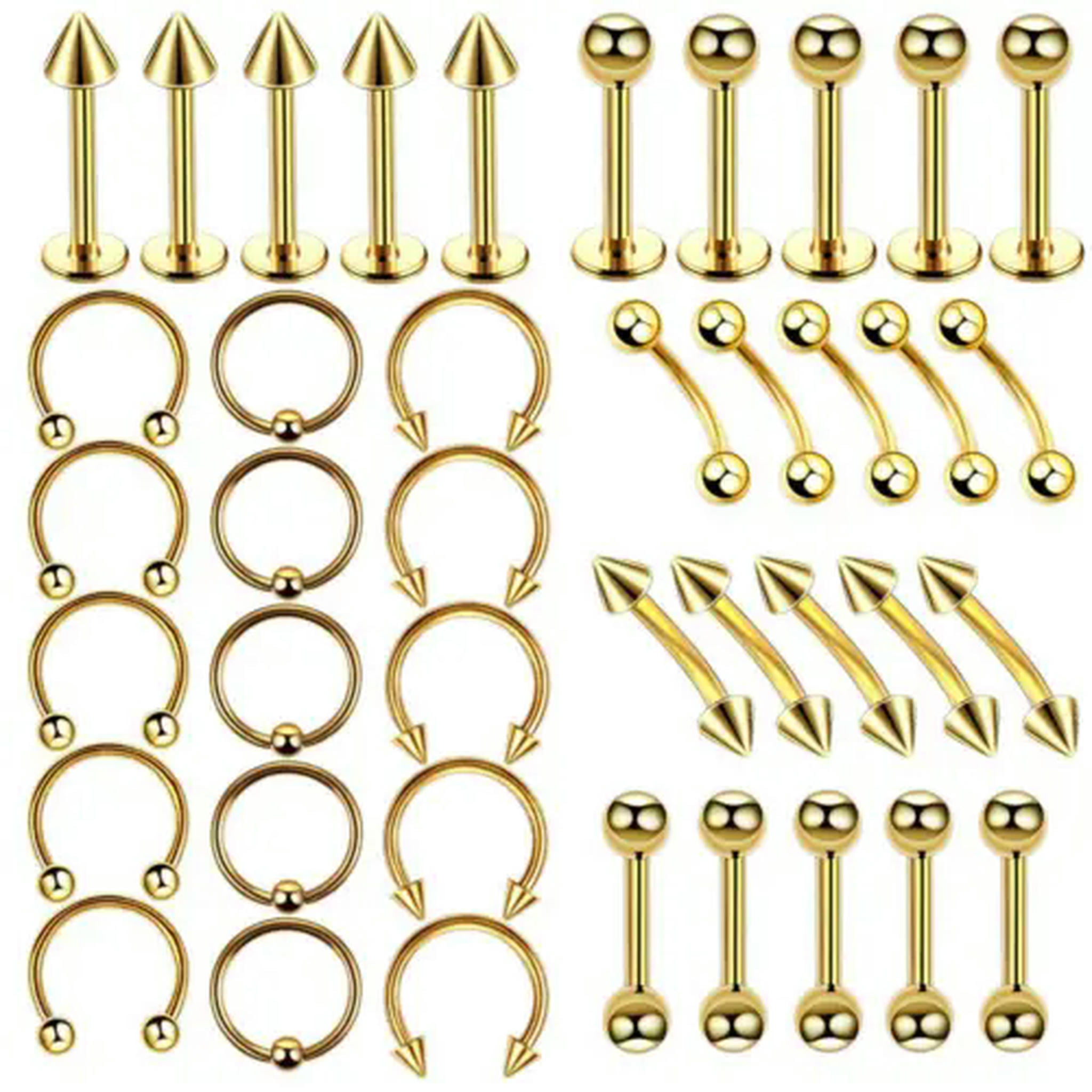 K-KED 40PCS/LOT Nose Hoops Rings Labret Lip Ear Eyebrow Stud Body ...