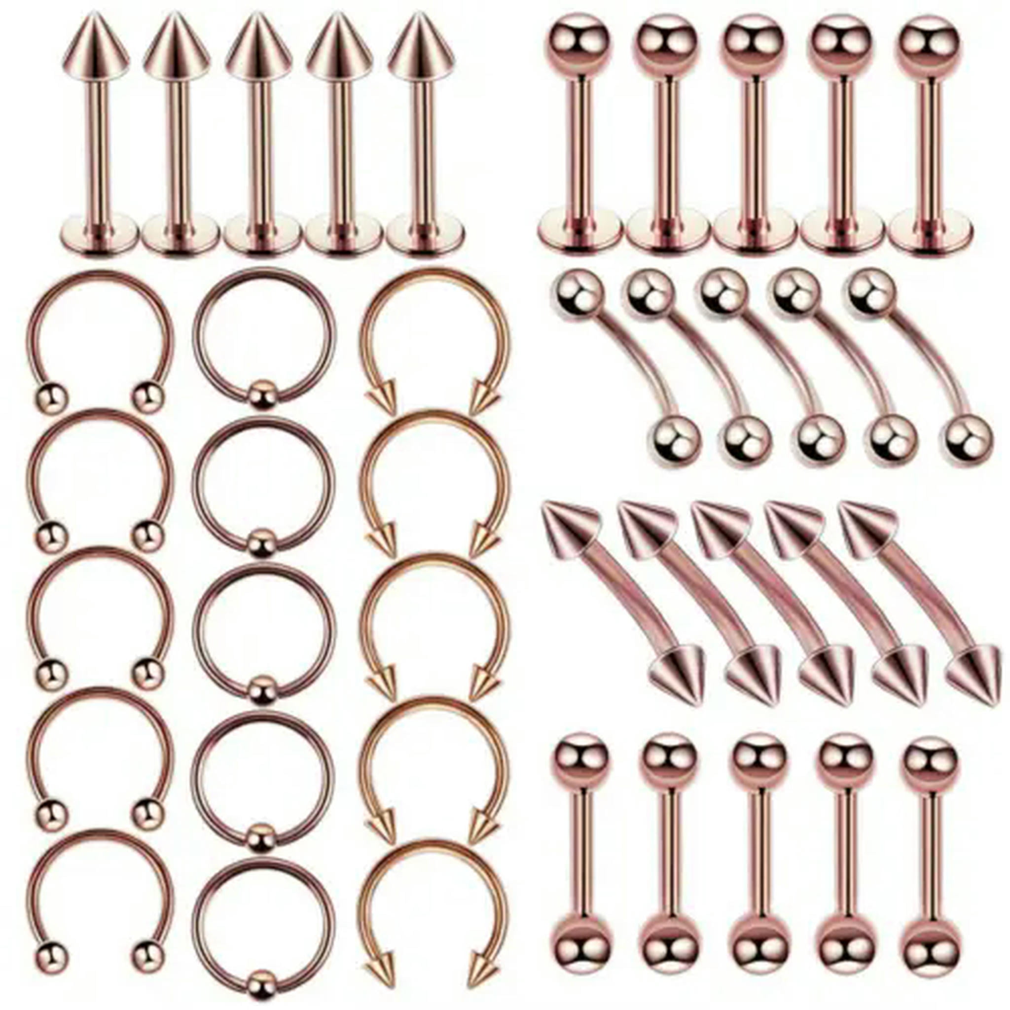 K-KED 40PCS/LOT Nose Hoops Rings Labret Lip Ear Eyebrow Stud Body ...