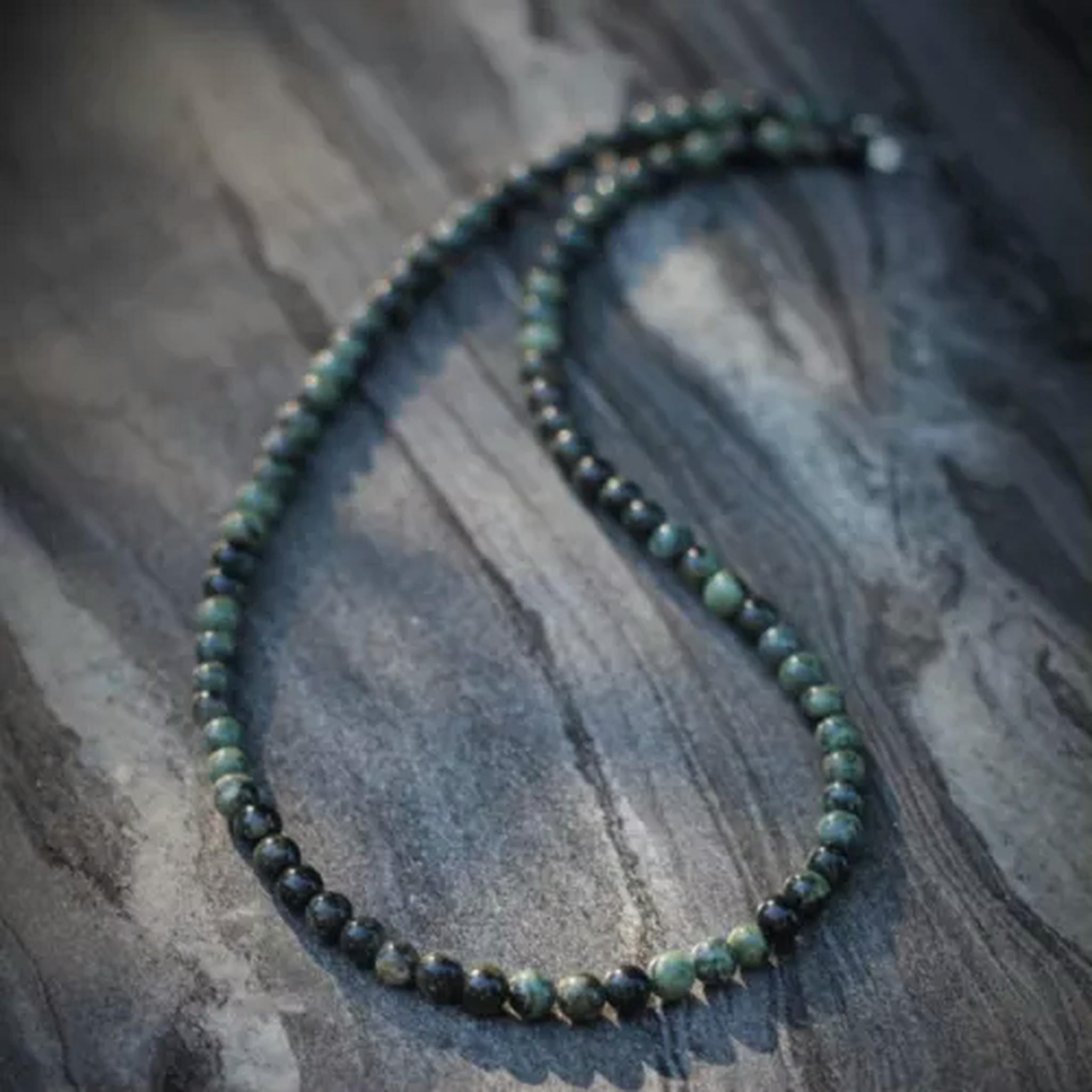 K-KED 4mm Green Kambaba Jasper Beads Dainty Necklace Natural Stone ...