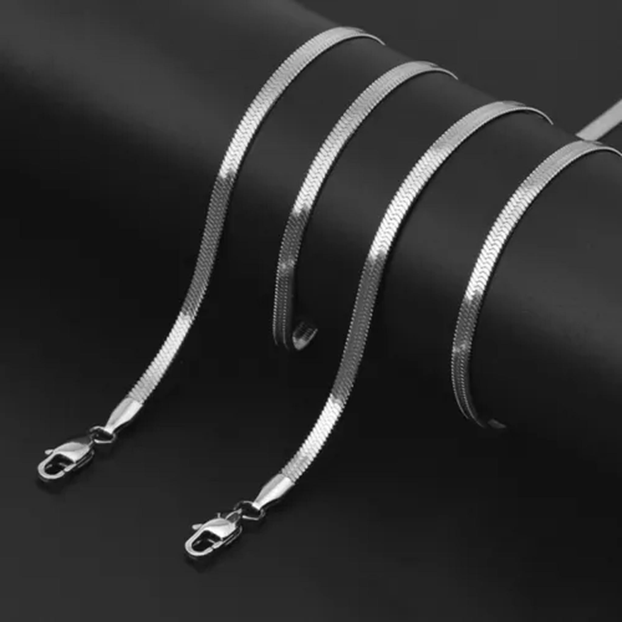 K-KED 5/10/20pcs Silver Plated Flat Blade Chain Necklace 16-30inch for ...