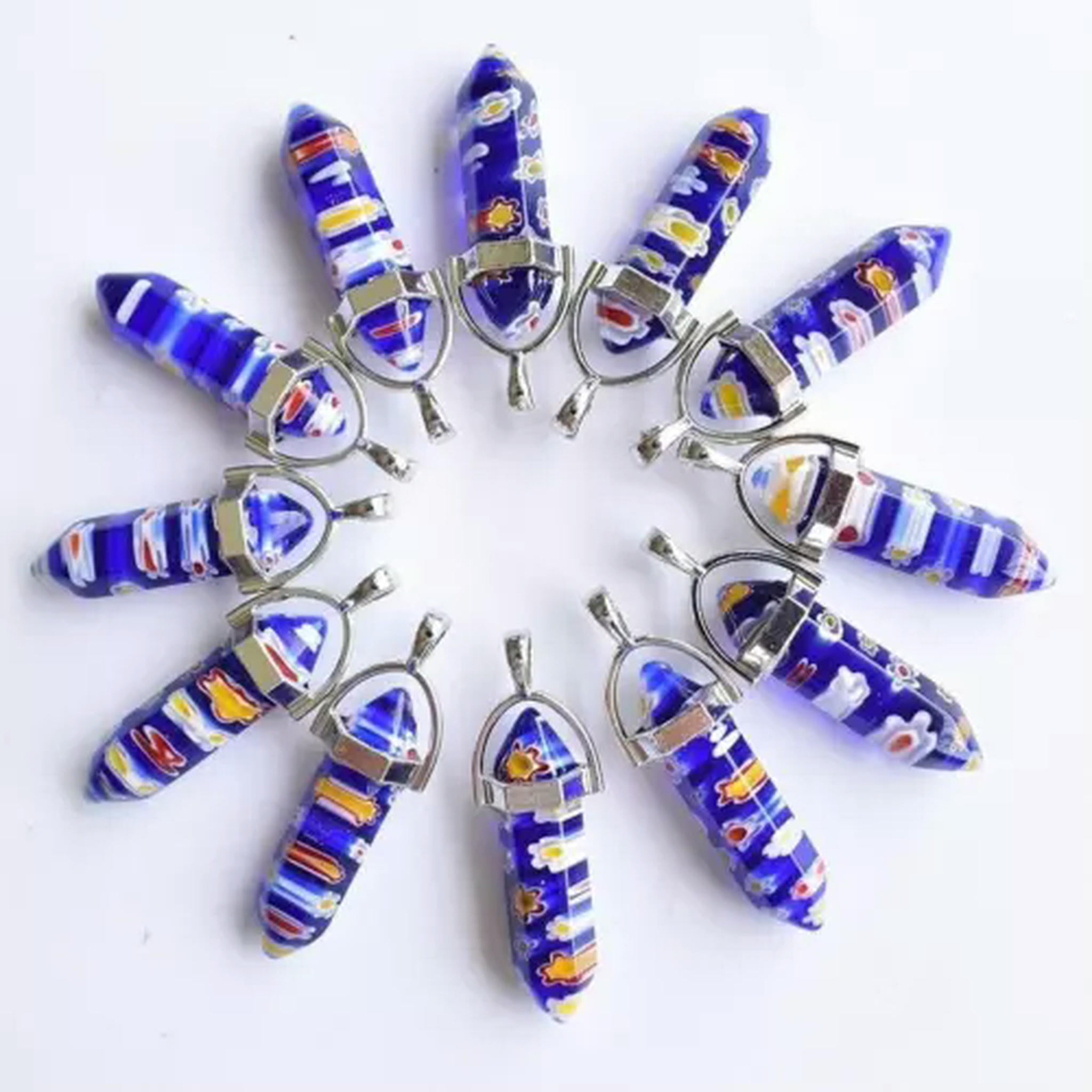 K-KED 50pcs Royal Blue Thousand Flower Glass Pillar Point Charm ...