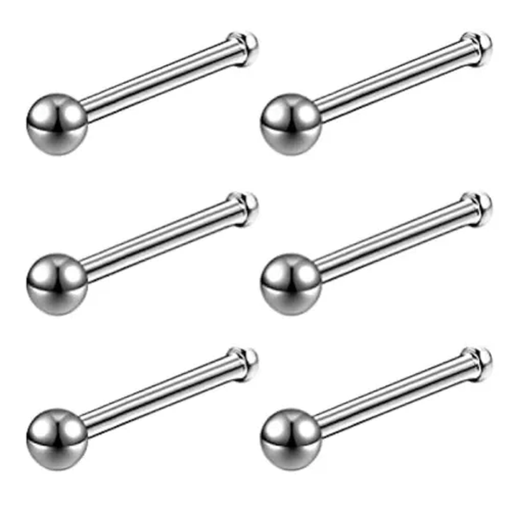 K-KED 50pcs Stainless Steel Ball Screw Nose Stud L Nostril Ring ...