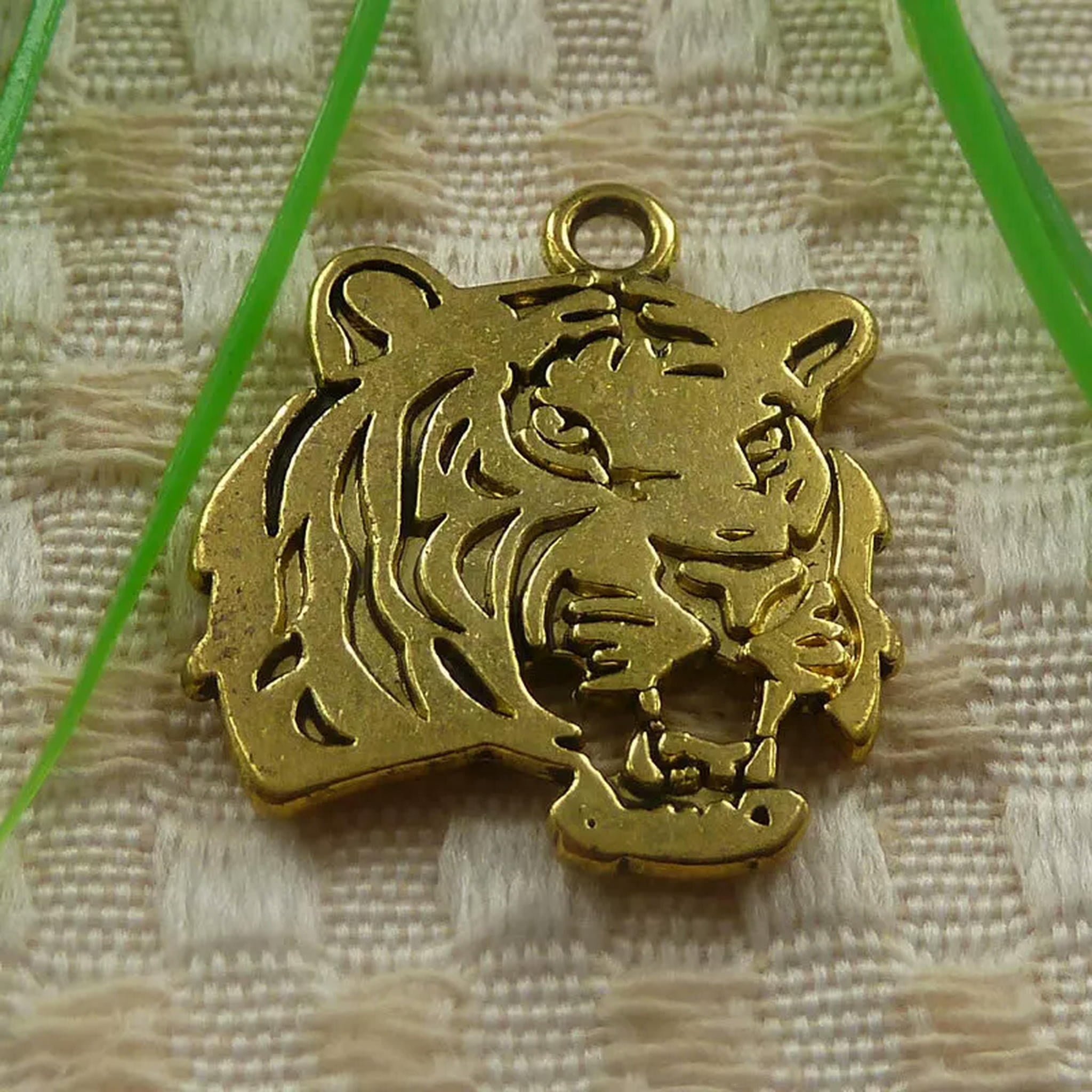 K-KED 54Pcs Antique Gold Plated Tiger Charms Pendant 27X24MM S4370 DIY ...