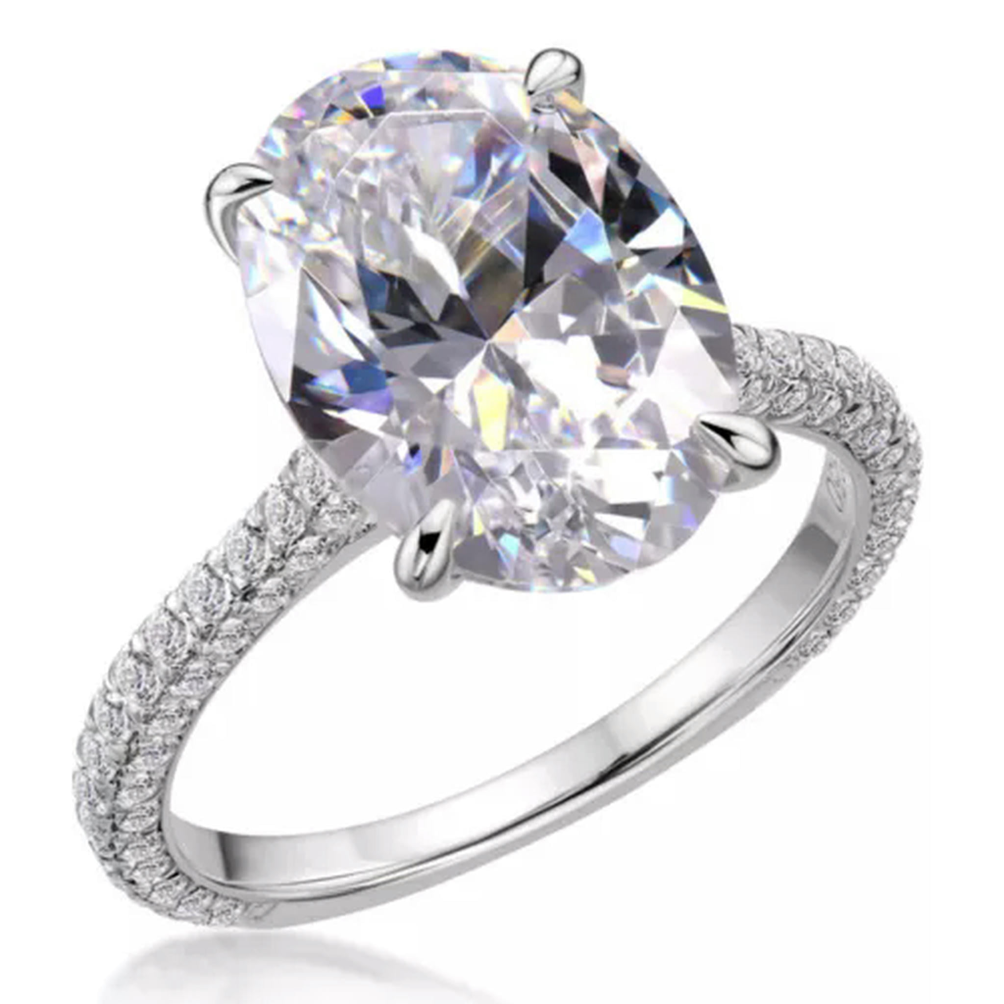 K-KED 5ct Oval Cut Engagement Ring for Women Shiny Cubic Zirconia 925 Sterling Silver - Walmart.com