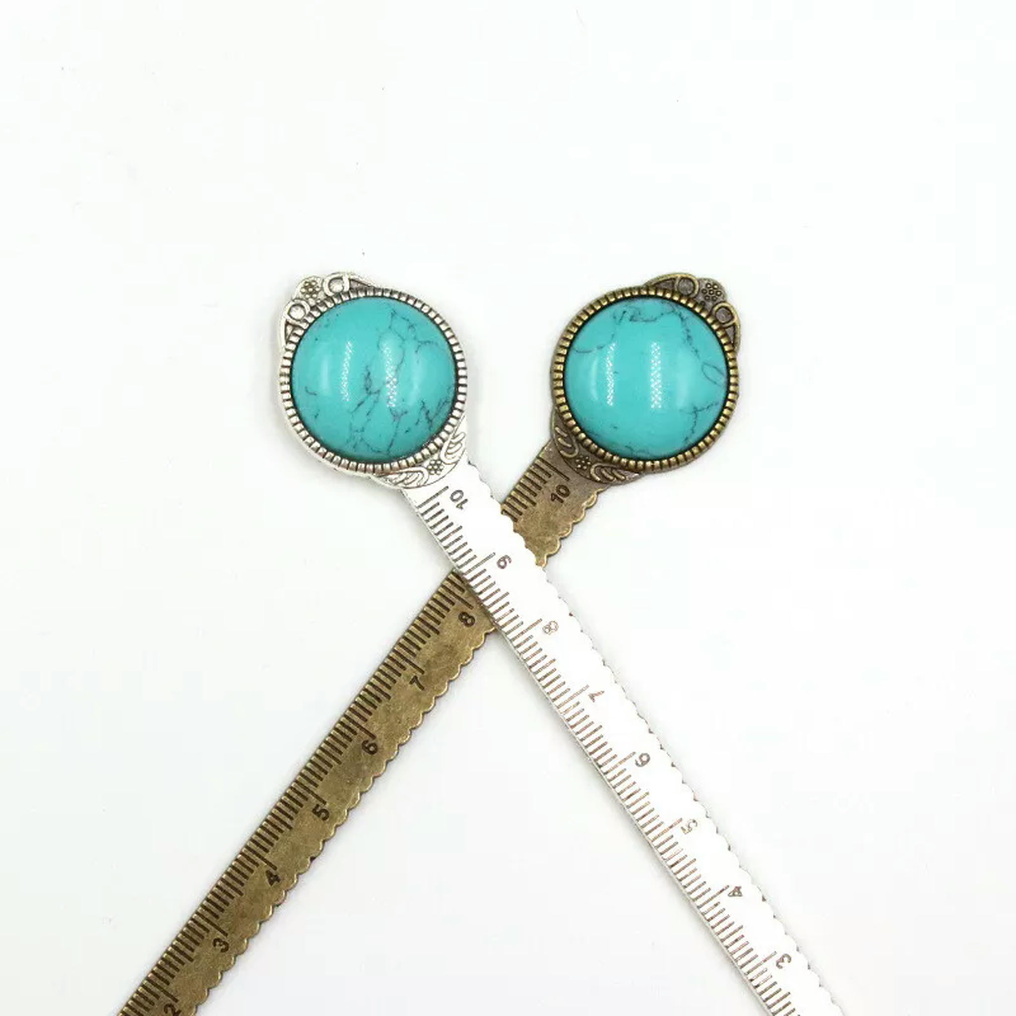 K-KED 5pcs Blue Turquoise Stone Bookmark Chakra Pendants Ruler Energy ...