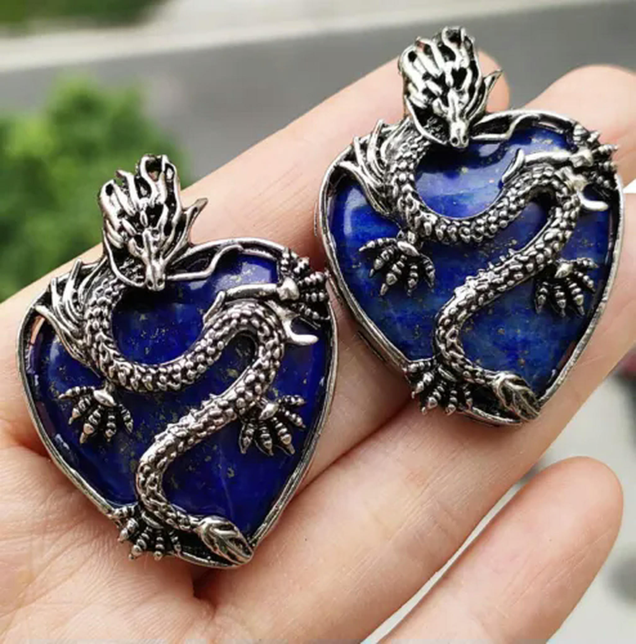 K-KED 5pcs Lapis Lazuli Gems Dragon Pendants Magic Reiki Healing Amulet ...