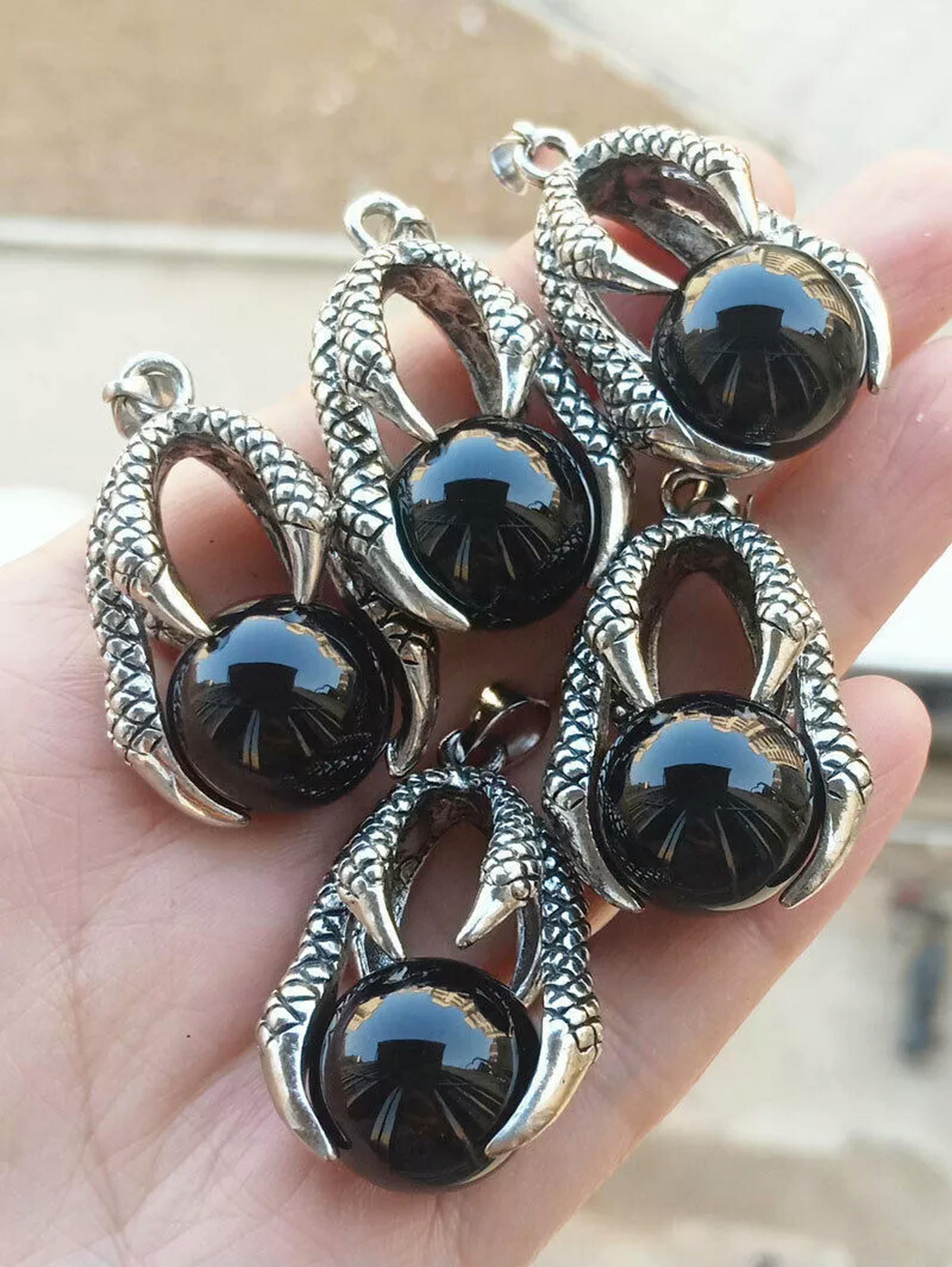 K-KED 5pcs Obsidian Gems stone Dragon Claw Pendants Chakra Reiki ...