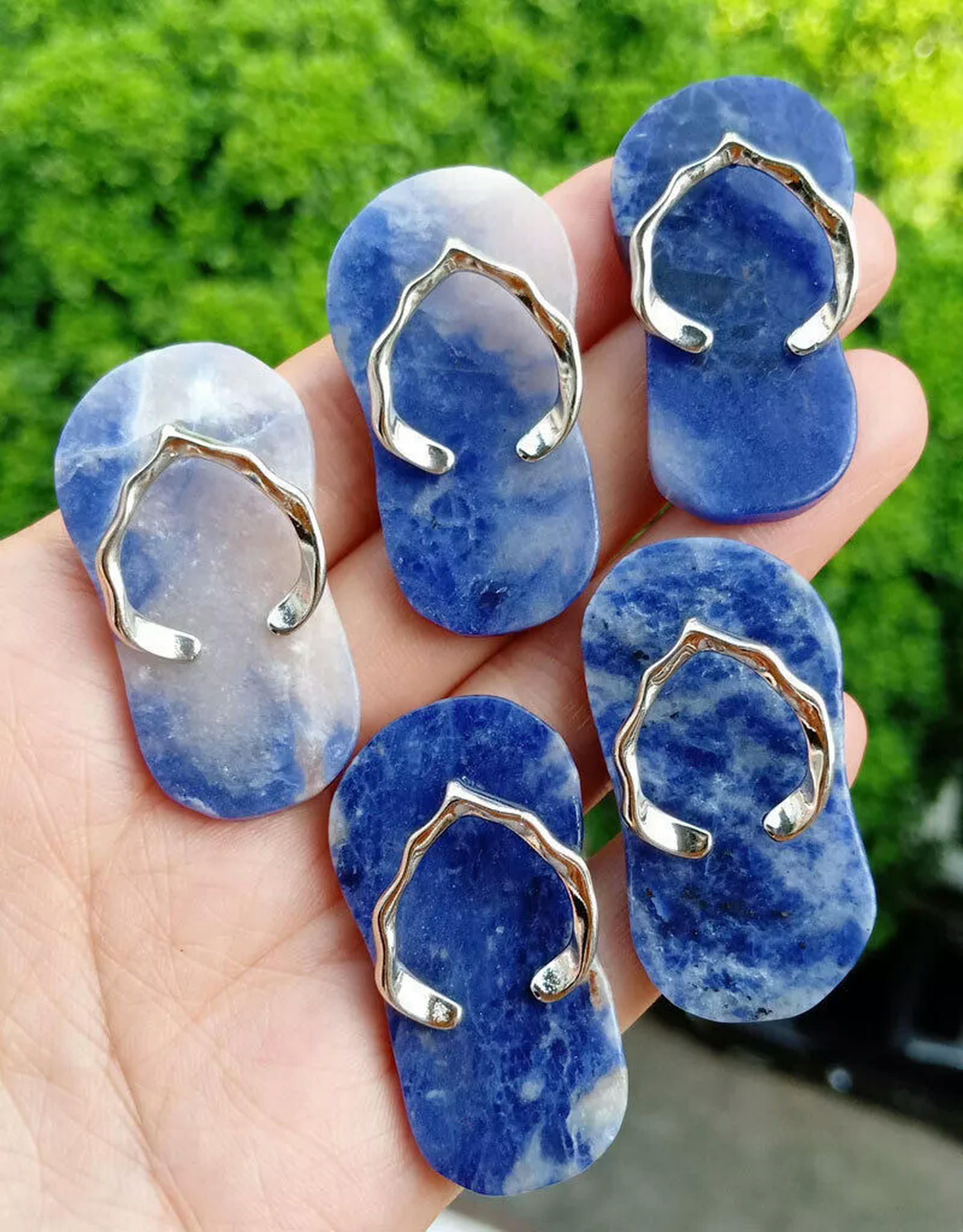 K-KED 5pcs Sodalite stone Flip-flop Pendants Chakra Reiki Healing ...
