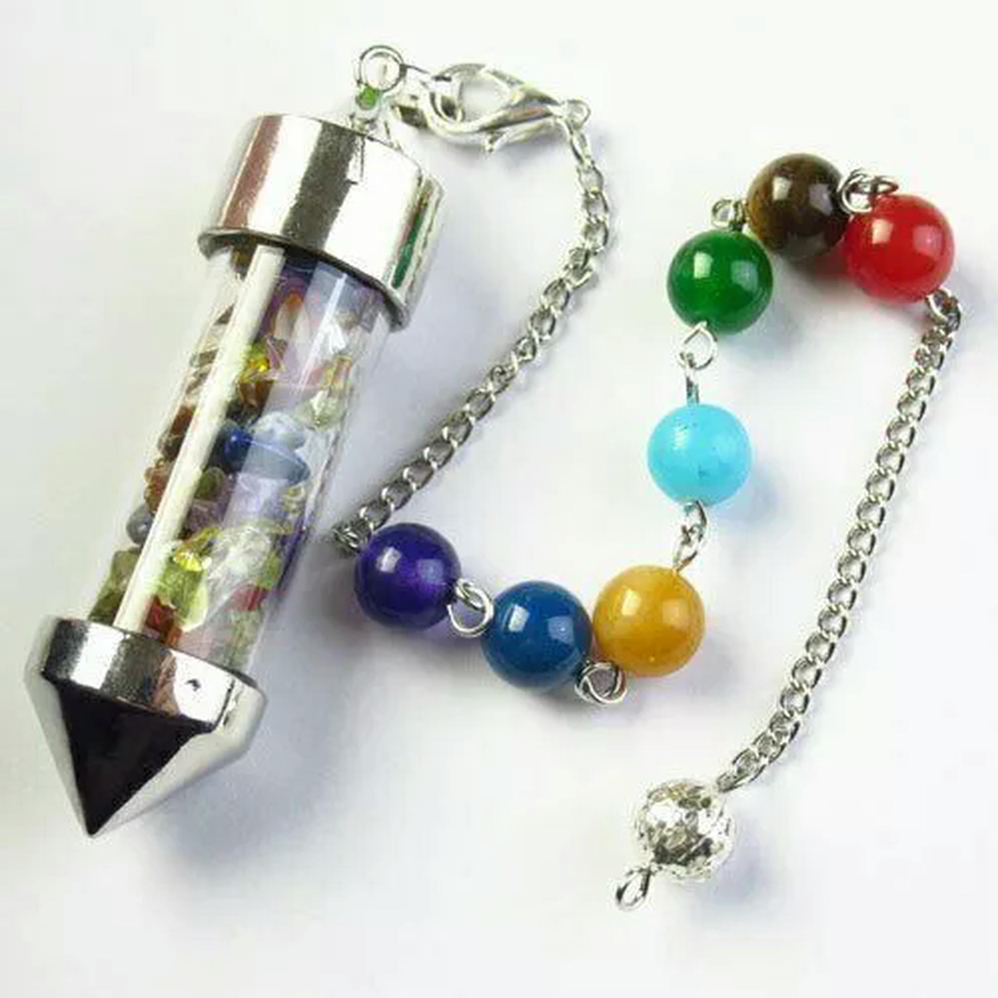 K-KED 5pcs Wishing Bottle Pendulum Mixed Stone Chips 7 Chakra Ball ...