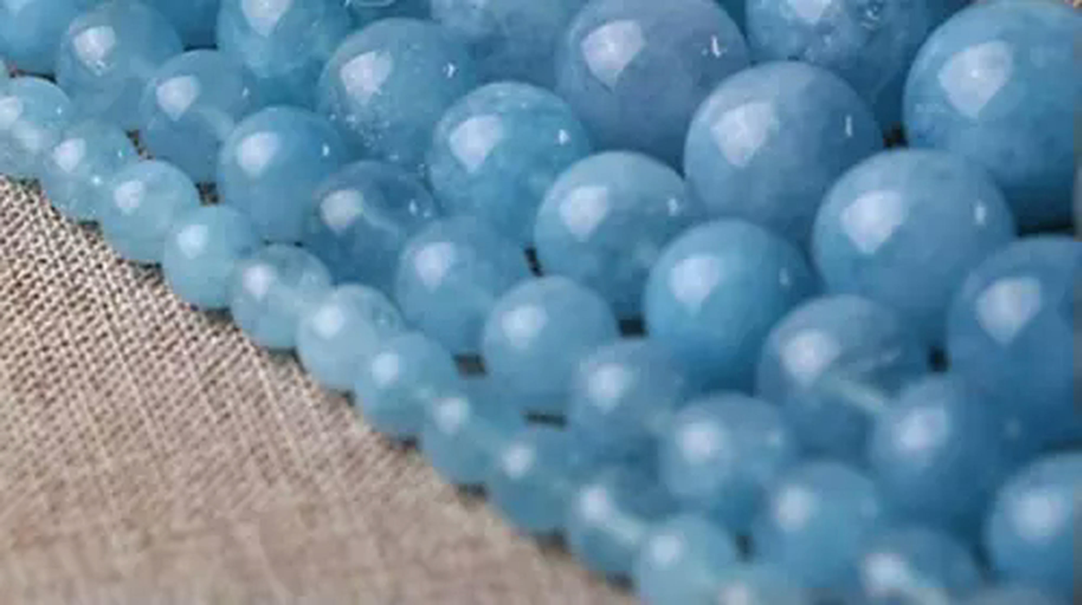 K-KED 6/8/10/12/14mm Natural Round Blue Brazilian Aquamarine Gemstones ...