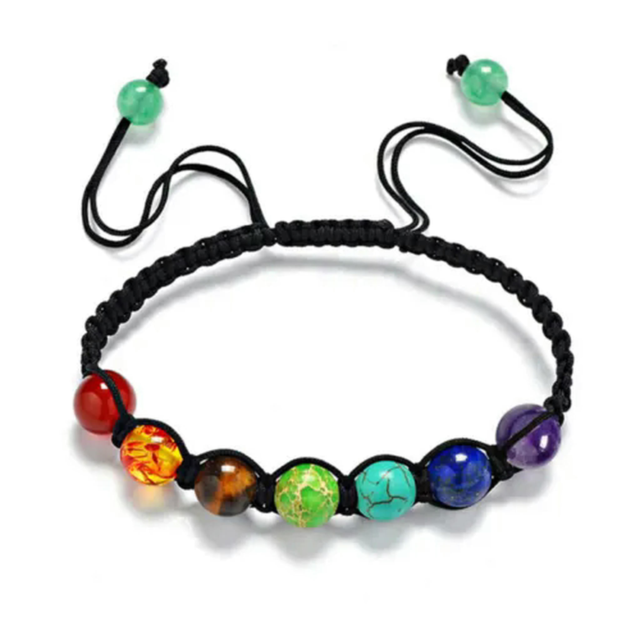 K-KED 7 Chakra Healing Balance Braided Beaded Bracelet Yoga Lava Reiki ...