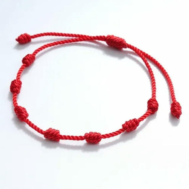 K-KED 7 Knots Good Luck Red Bracelets Kabbalah Amulet Thread String ...