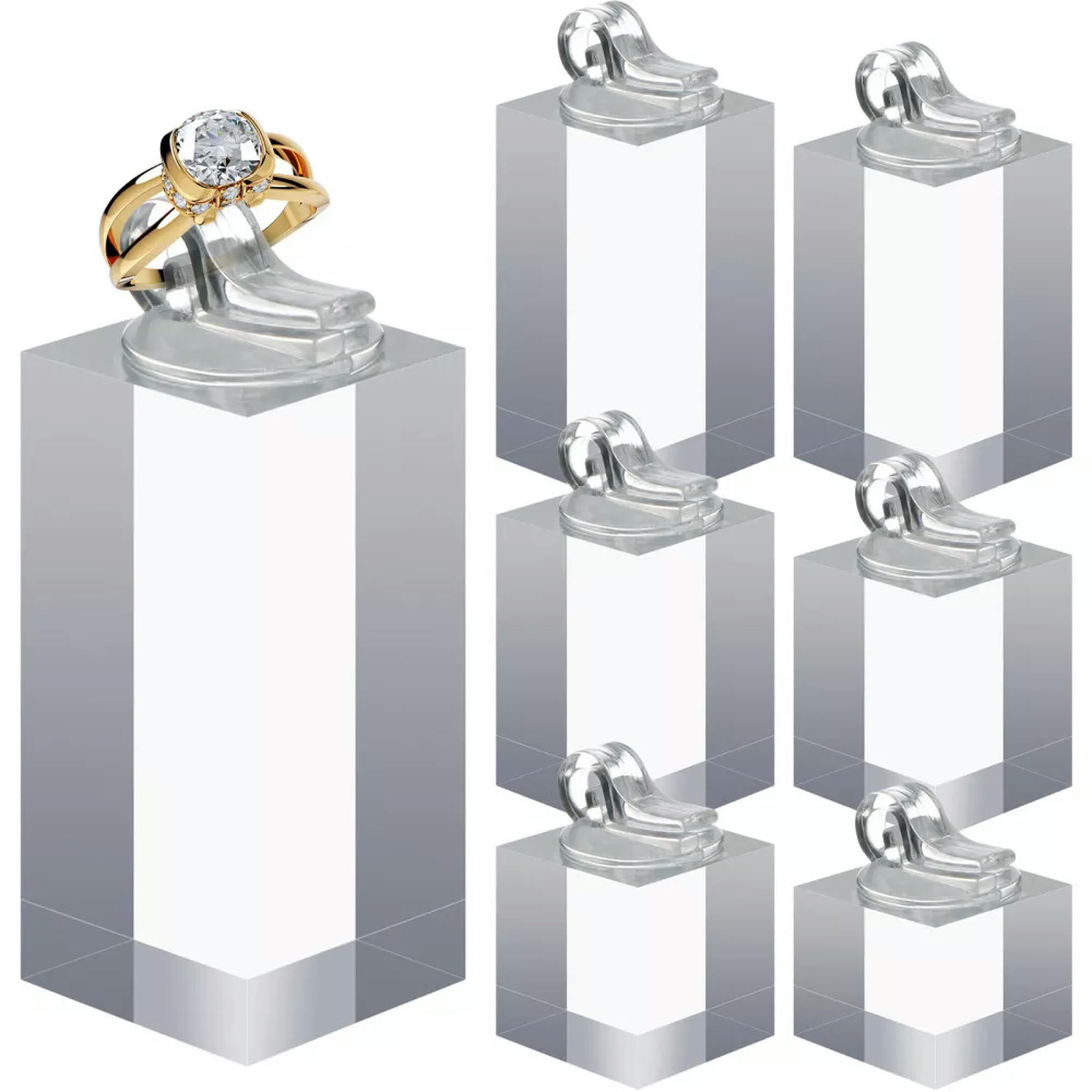K-KED 7 Pcs Finger Ring Display Rack Cube Earrings Stand Holder Shelf ...