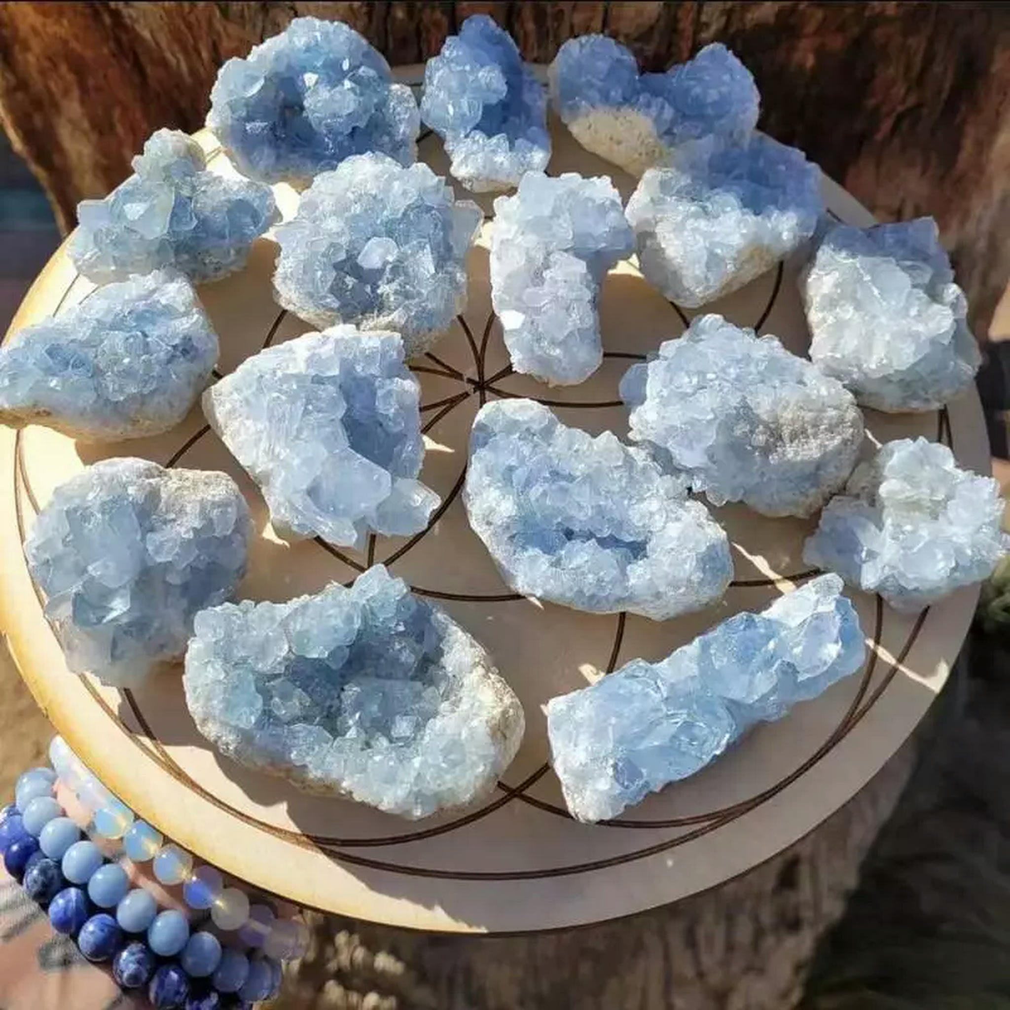 K-KED 70-100g Natural Celestite Geode Cluster Blue Mineral Quartz ...