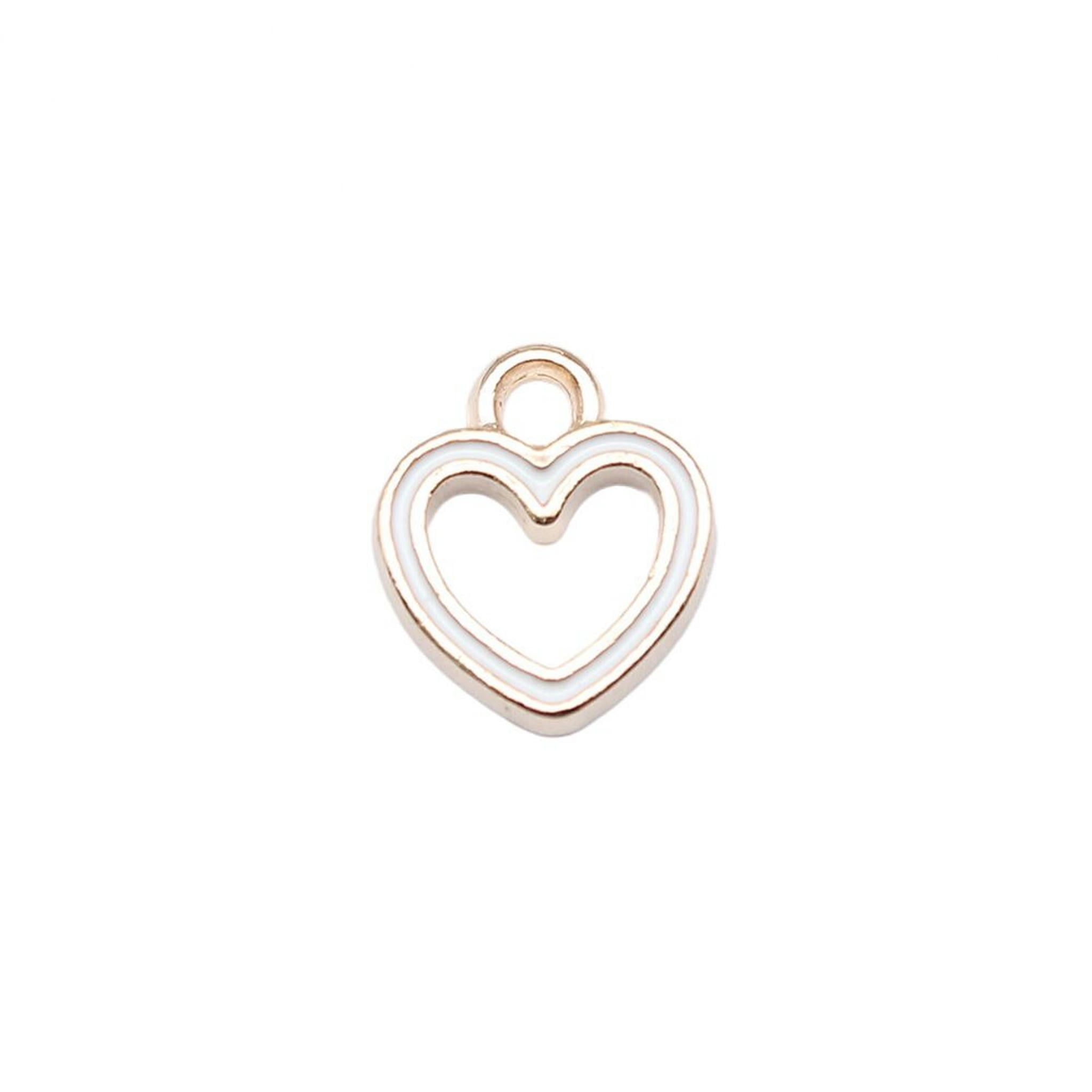 K-KED 70 pcs KC Gold Color Alloy Enamel Heart Charms 11.8x10.3MM DIY ...