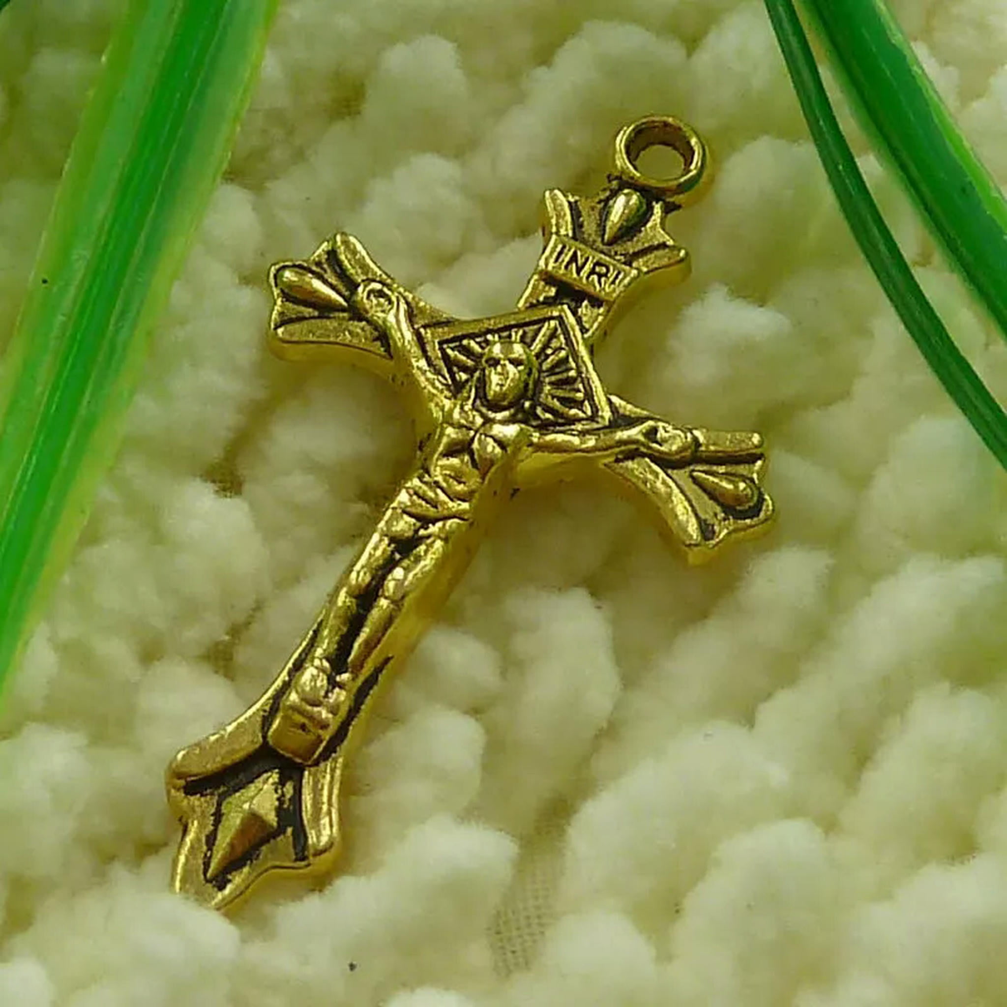 K-KED 75 Pcs Antique Gold plated Jesus Cross Charms 44X25MM S2458 DIY ...