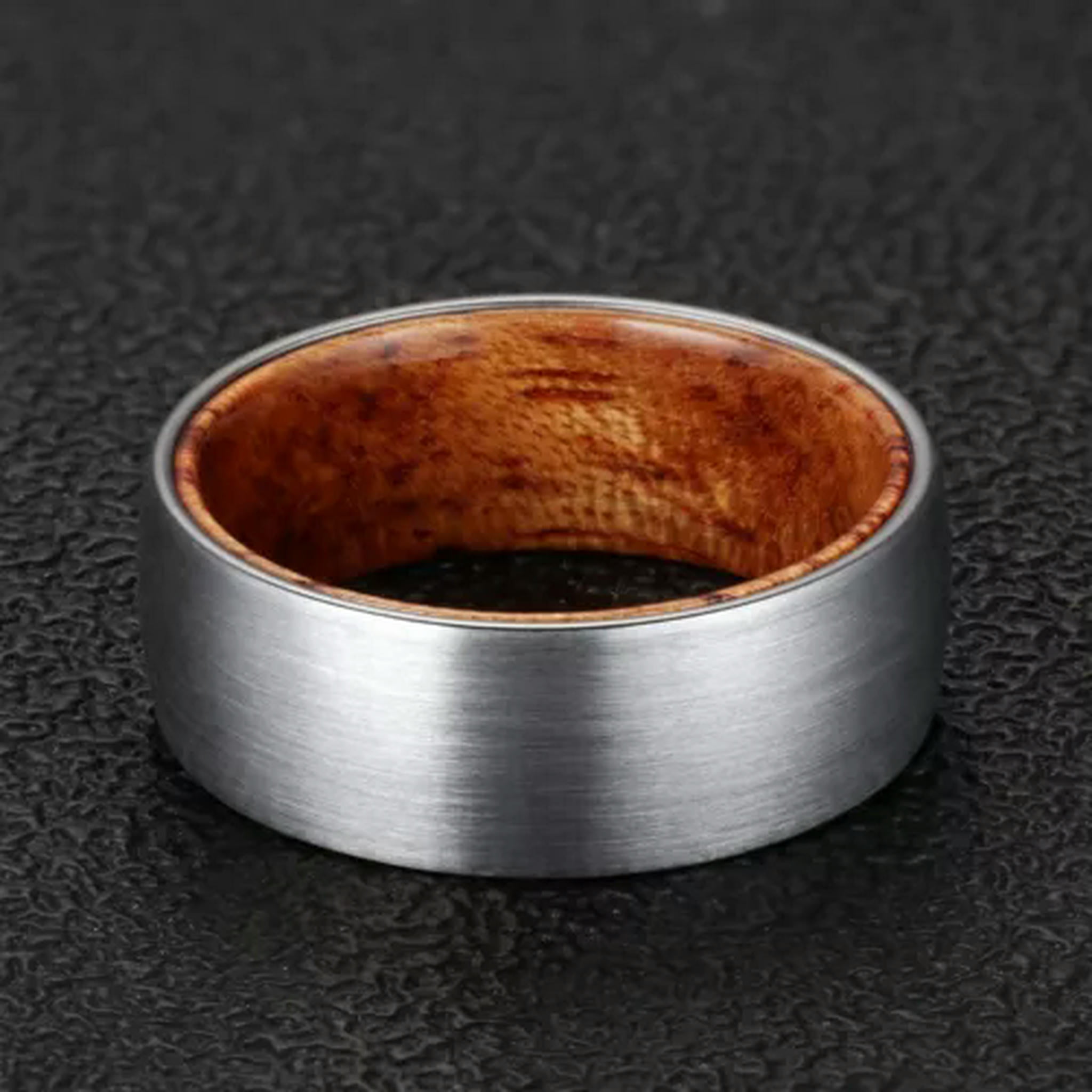 K-KED 8mm Men Women Tungsten Wedding Ring Rosewood Inner Brushed Faced ...