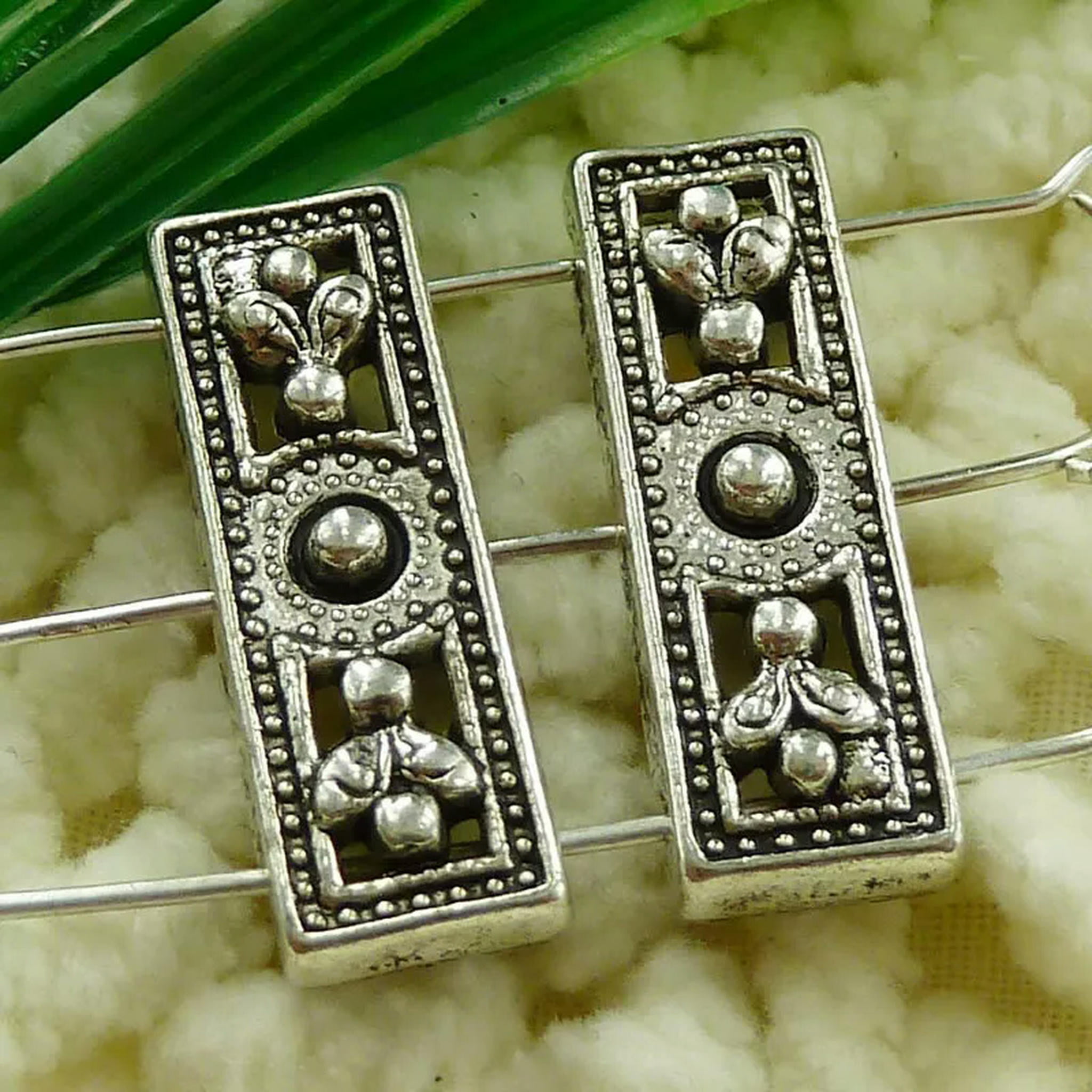 K-KED 90 Pcs Tibetan Silver Oblong Spacers 26X9MM S1541 DIY Delicate ...