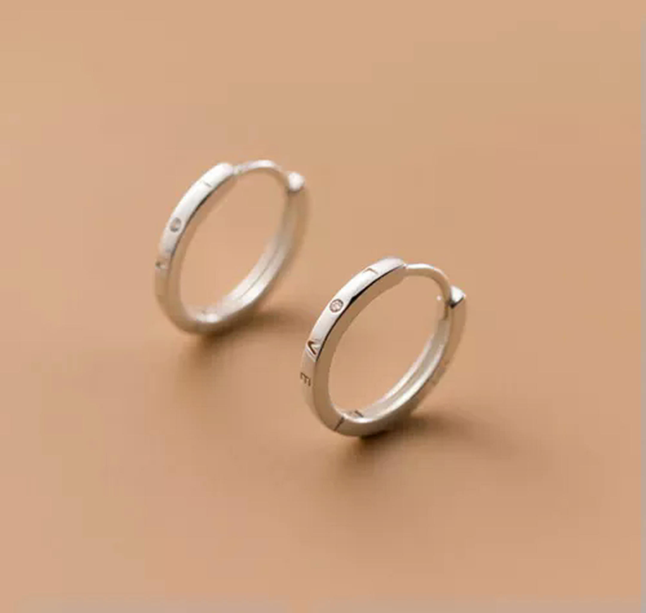K-KED 925 Sterling Silver 14mm Love Sleeper Hoop Earrings / Hoops ...