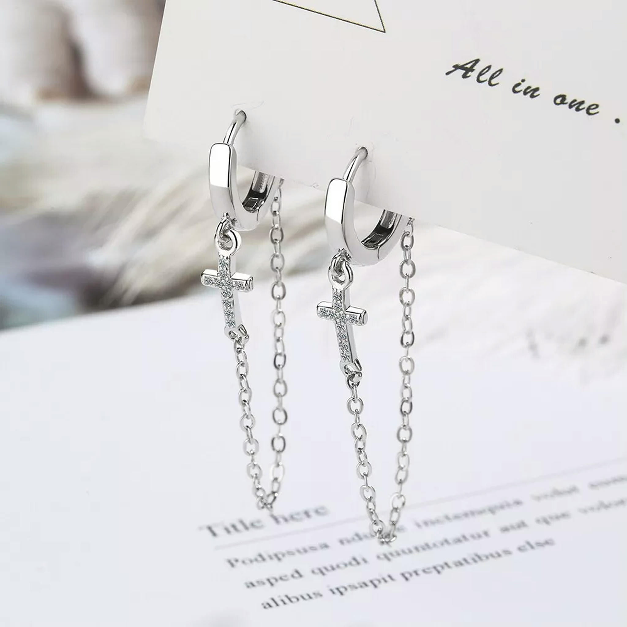 K-KED 925 Sterling Silver Cross Hoop Earrings for Women White Crystal A Pair/set - Walmart.com
