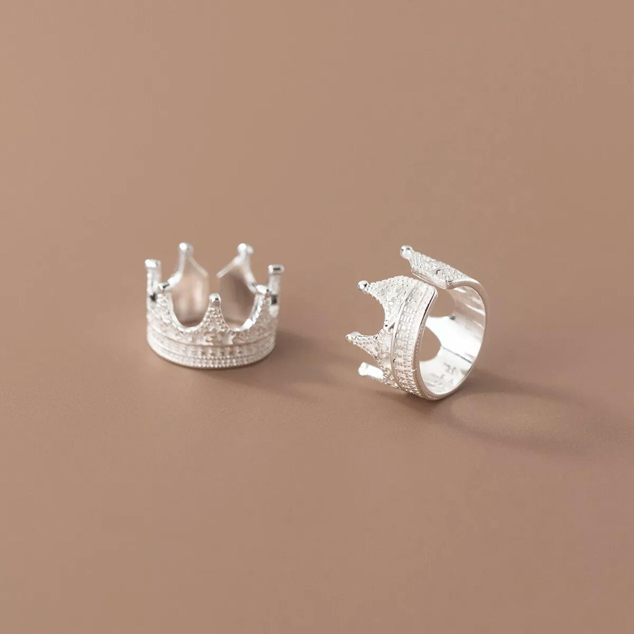K-KED 925 Sterling Solid Silver Frosted Crown Design Ear Cuff No Piercing Earrings - Walmart.com