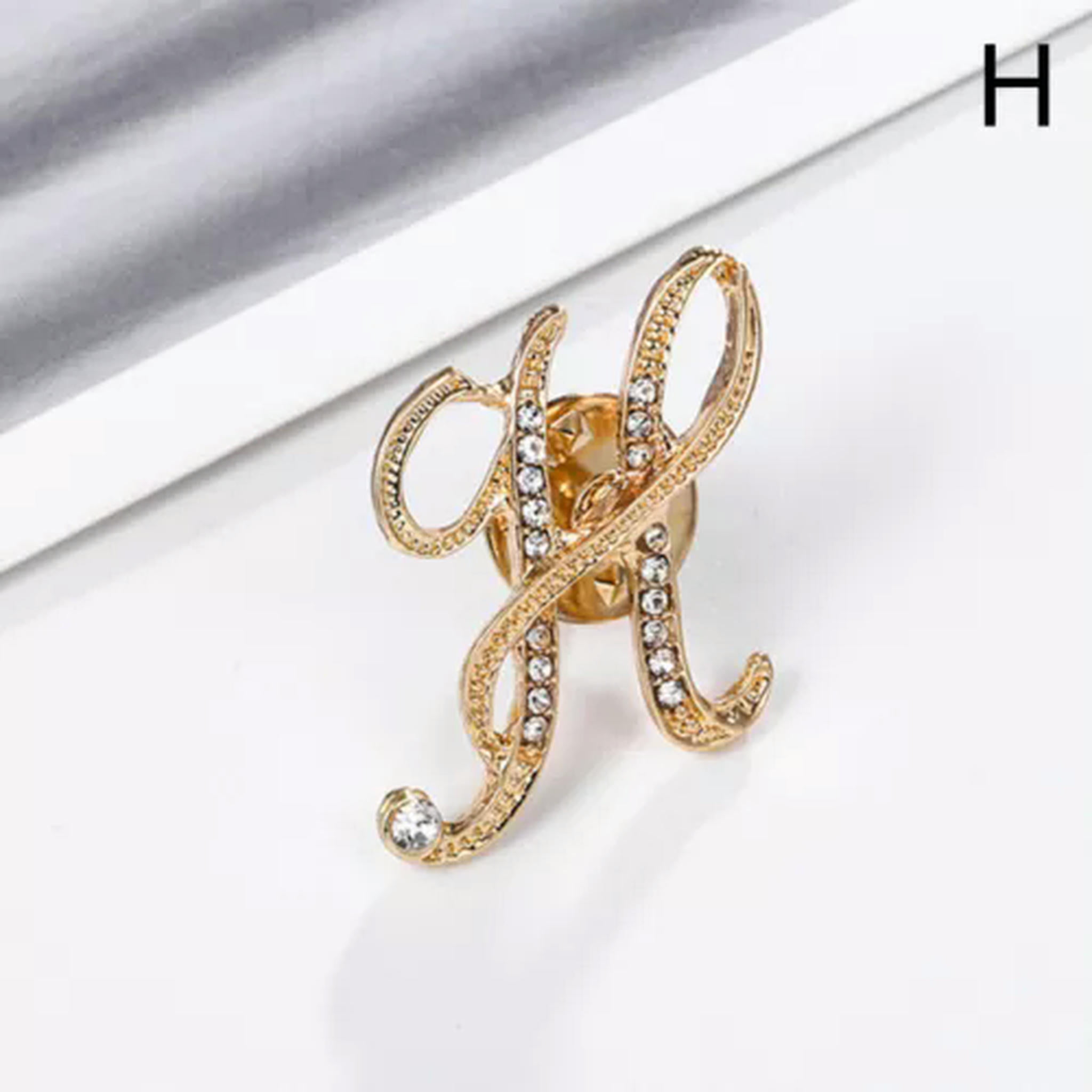 K-KED A-Z 26 Alphabet Rhinestone Crystal English Letter Bridal Pin ...