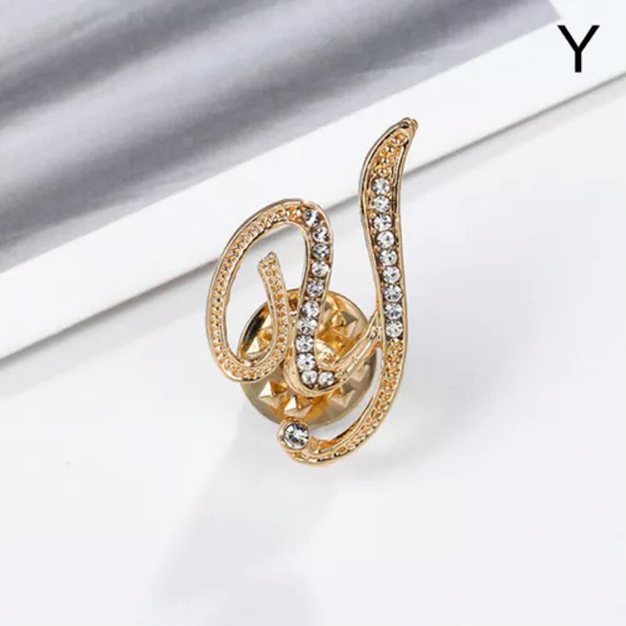 K-KED A-Z 26 Alphabet Rhinestone Crystal English Letter Bridal Pin ...