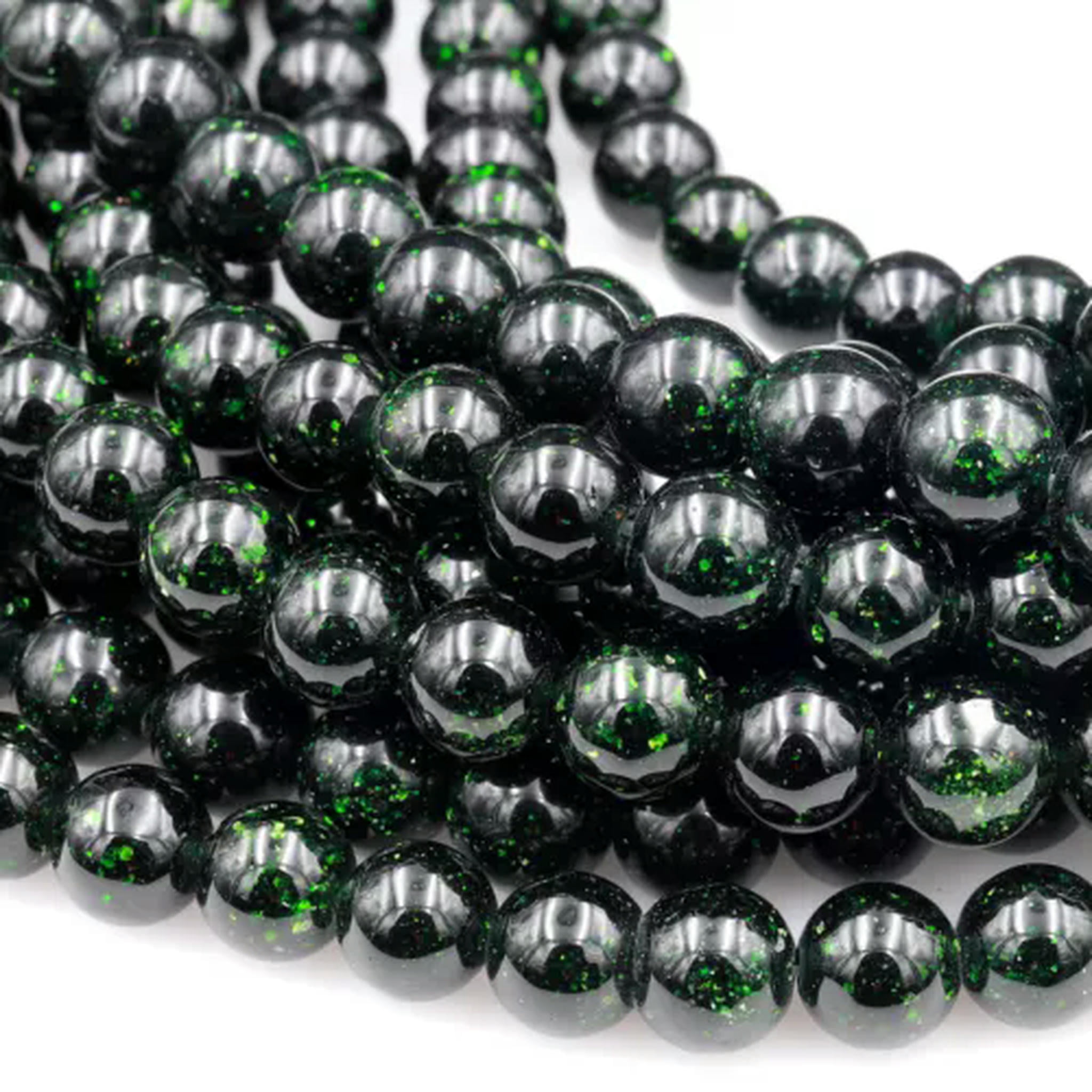 K-KED AAA Sparkling Green Goldstone 6mm 8mm 10mm Smooth Round Beads 15 ...