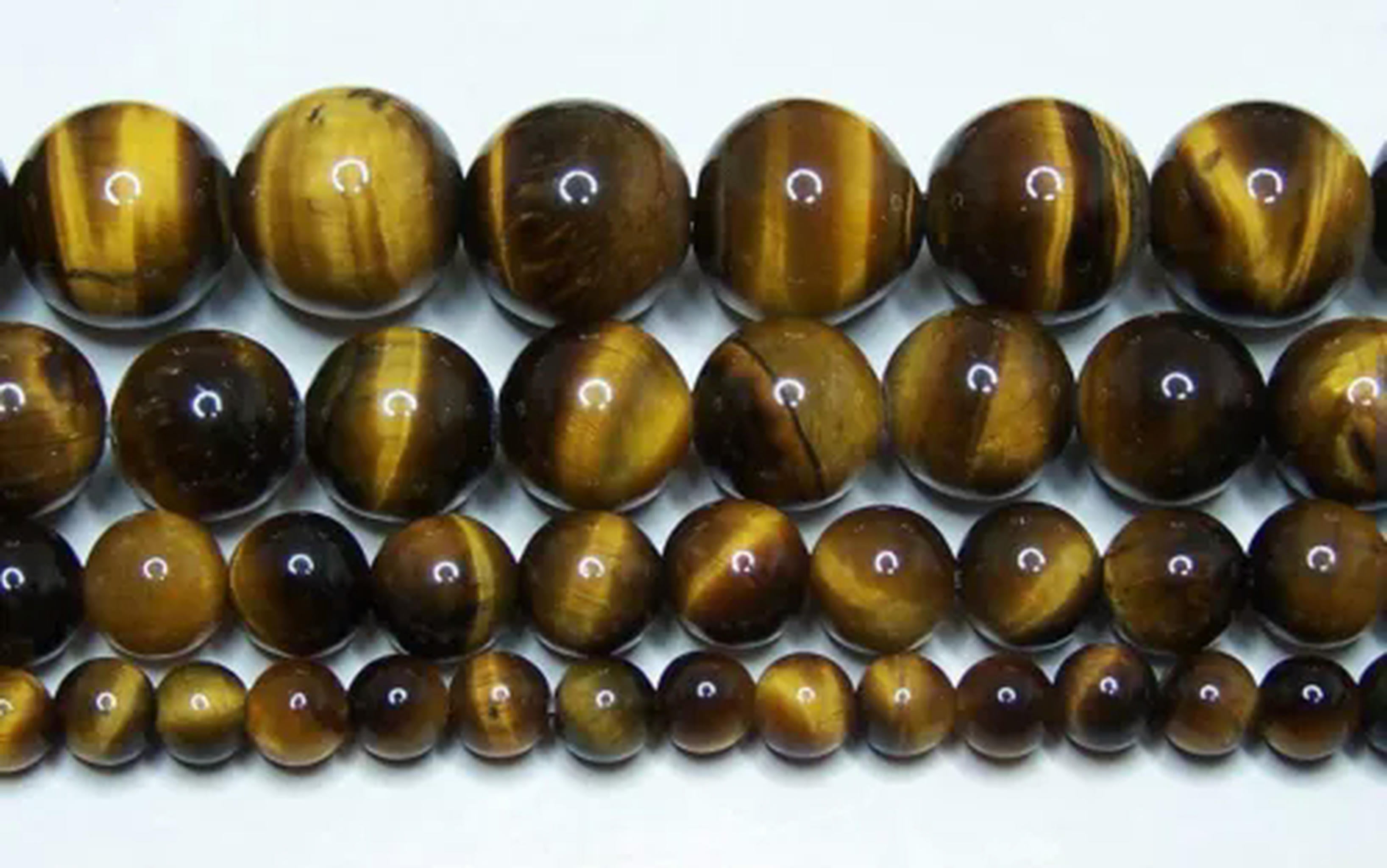 K-KED AAA Tiger Eye Yellow Beads 4mm-6mm-8mm-10mm-12mm-14mm Real Stone15.5" Strand-14 mm ...