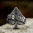 K-KED ACE OF SPADES Poker Card Ring Stainless Steel Men's Vintage Biker ...
