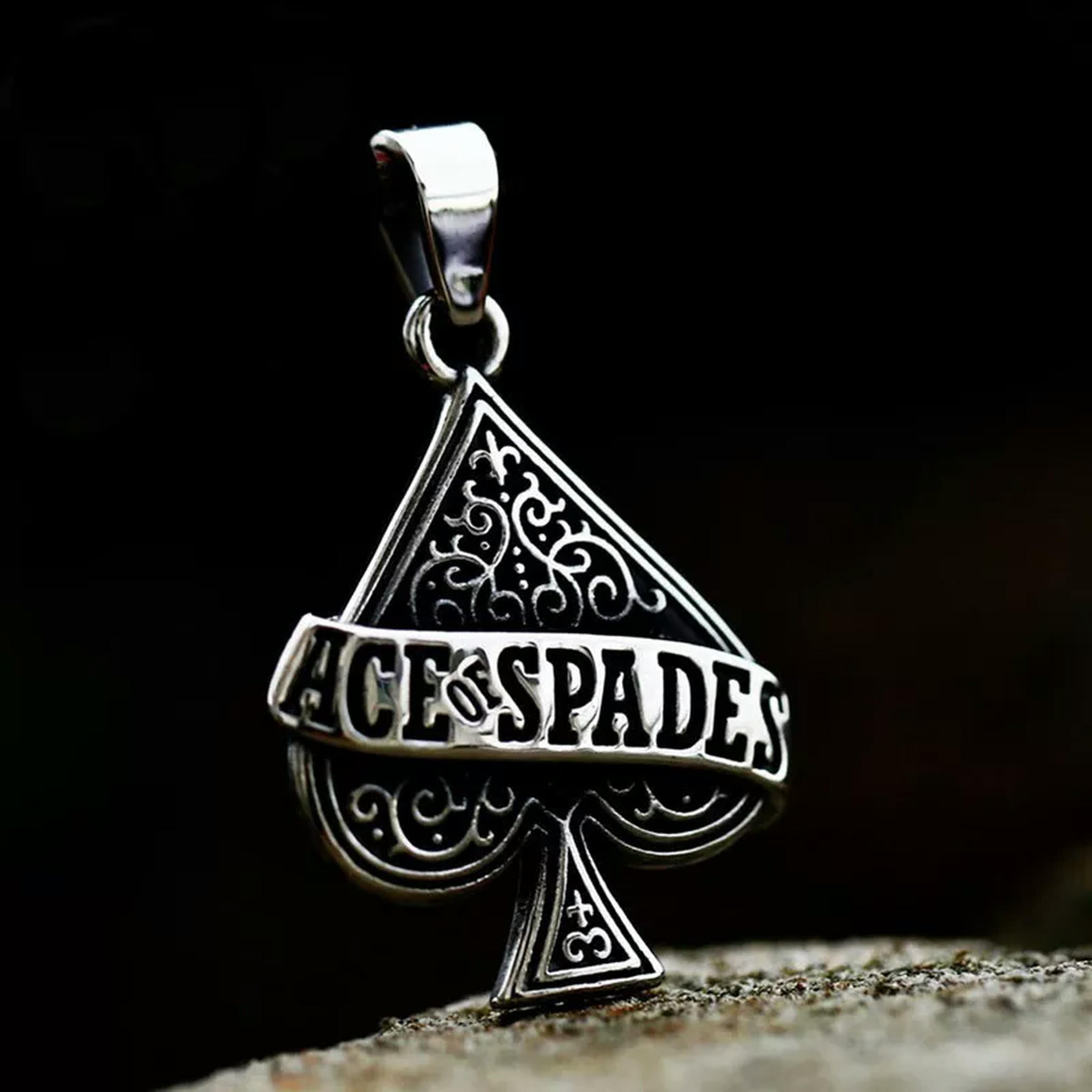 K-KED ACE of SPADES Poker Card Cool Pendant Stainless Steel Men's Biker ...