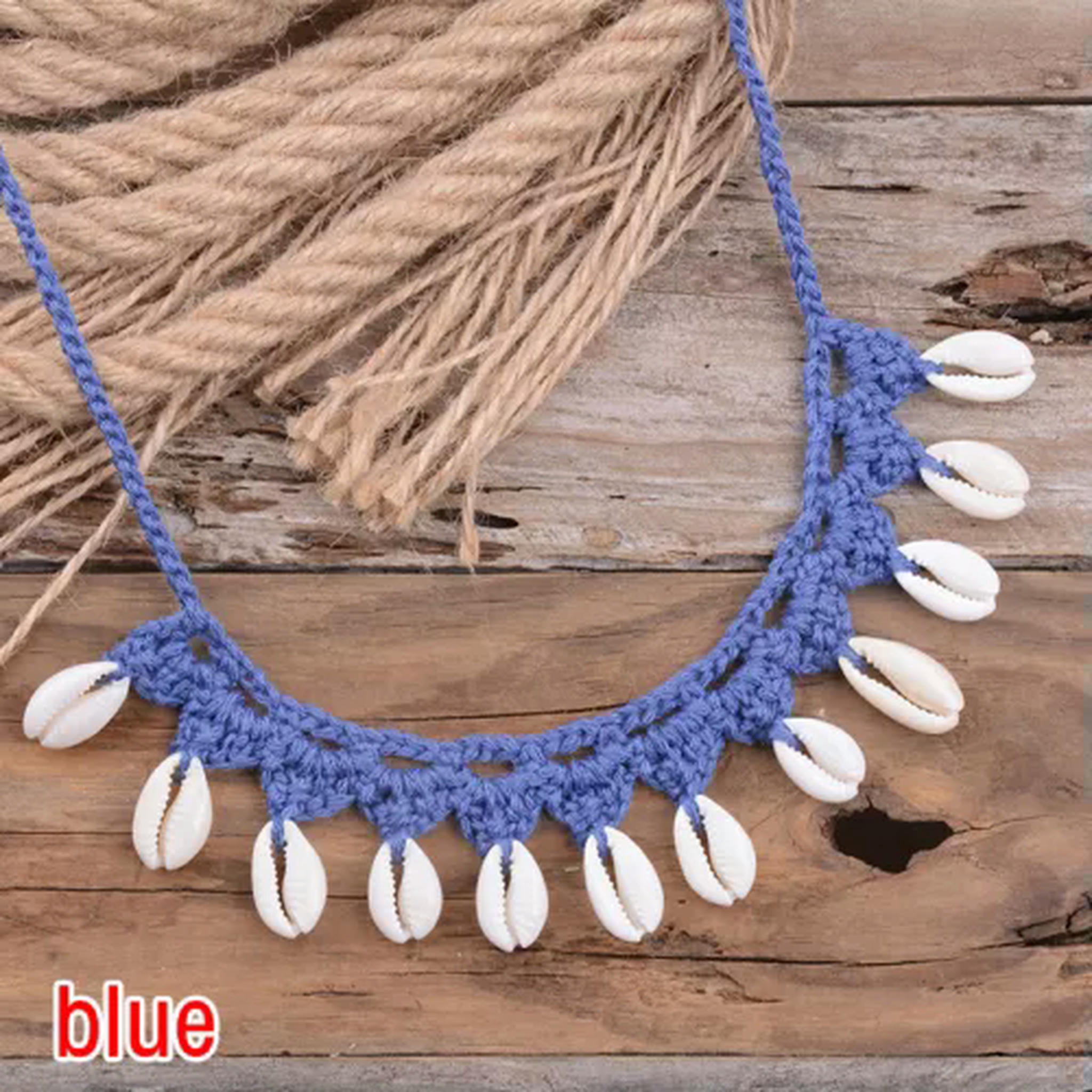 K-KED Adjustable Handmade Rope Natural Sea Shells Beads Beach Choker ...