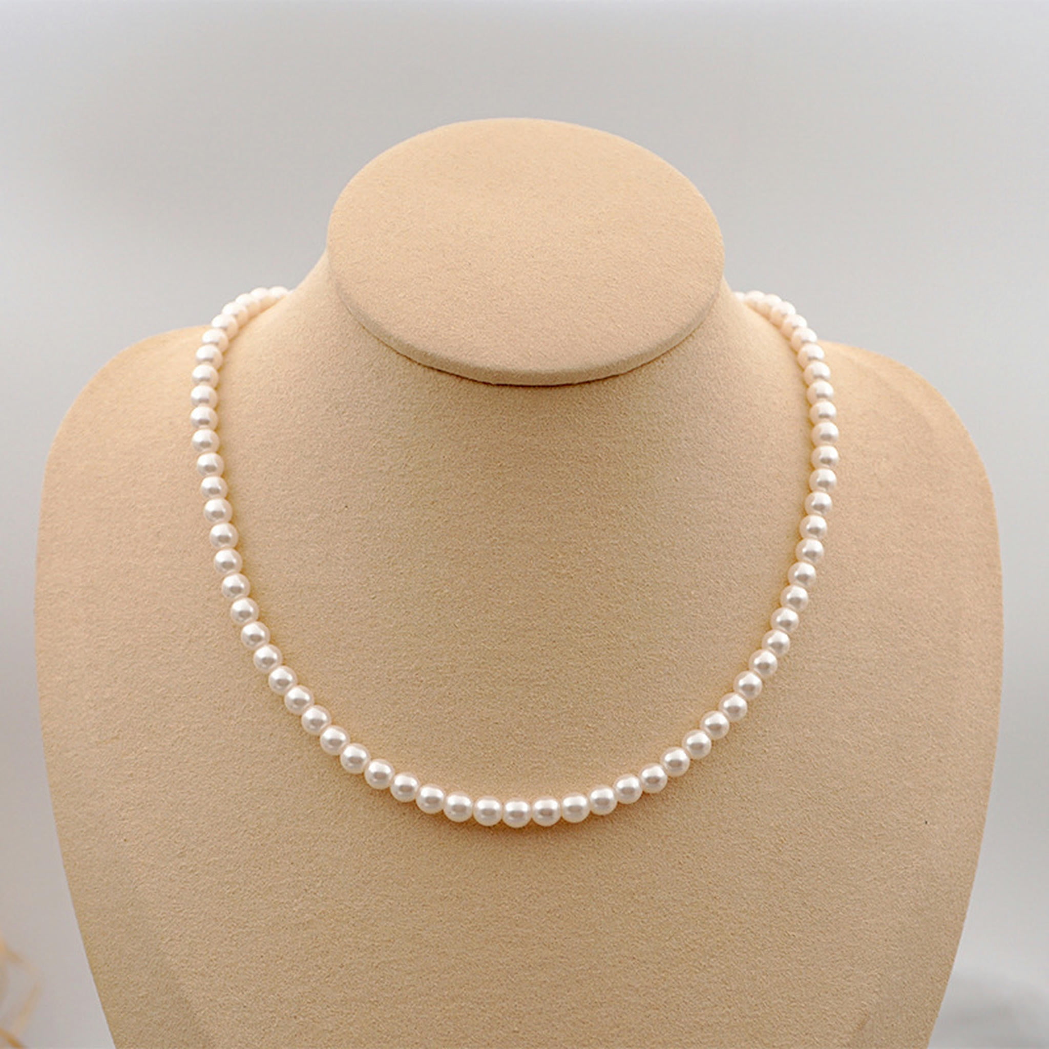 K-KED Beautiful White Pearl Necklace, Round Pearl, Single Loop Chain ...