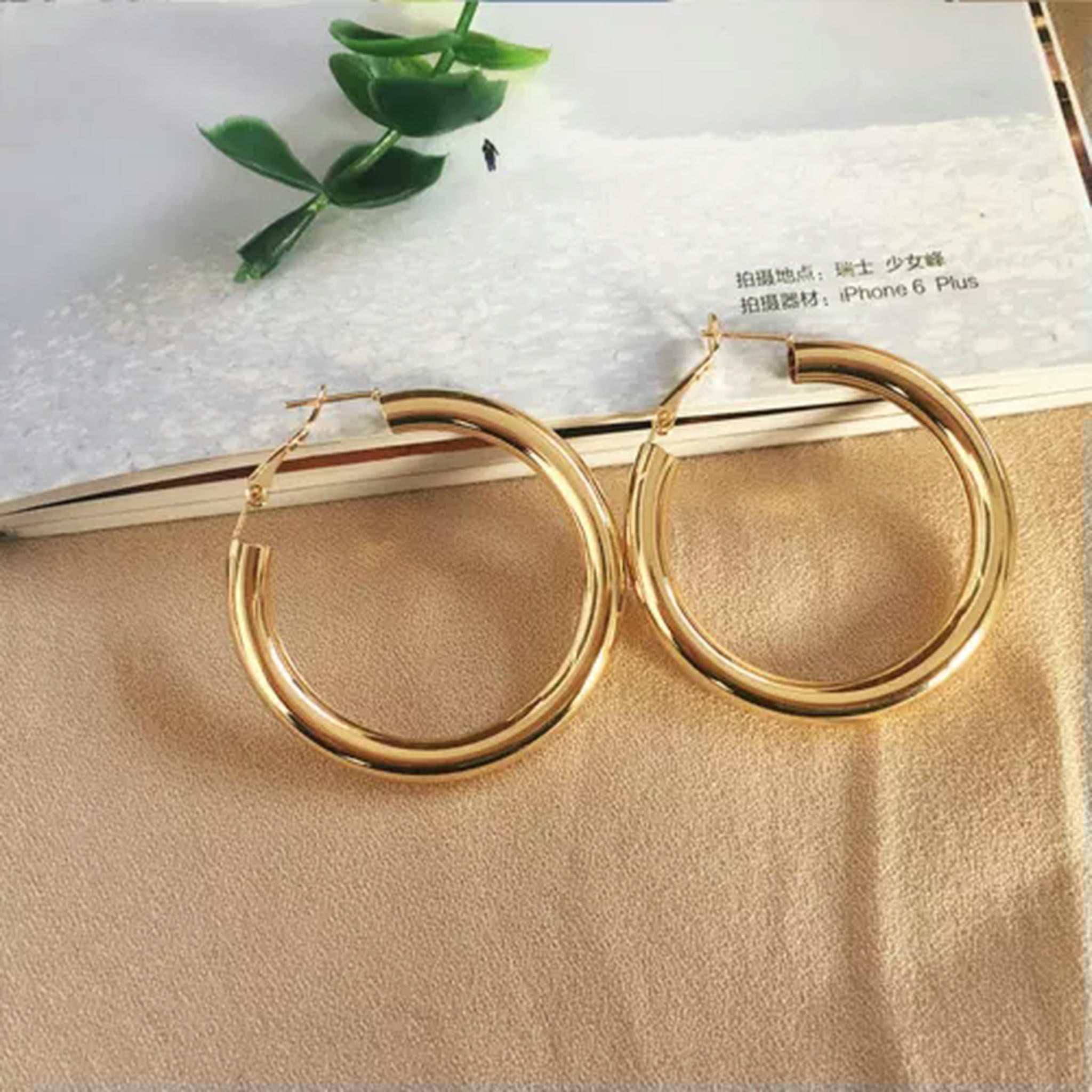 K-KED Big Gold Hoop Earrings Punk Large Gold Tone Wide Hoop Earrings ...