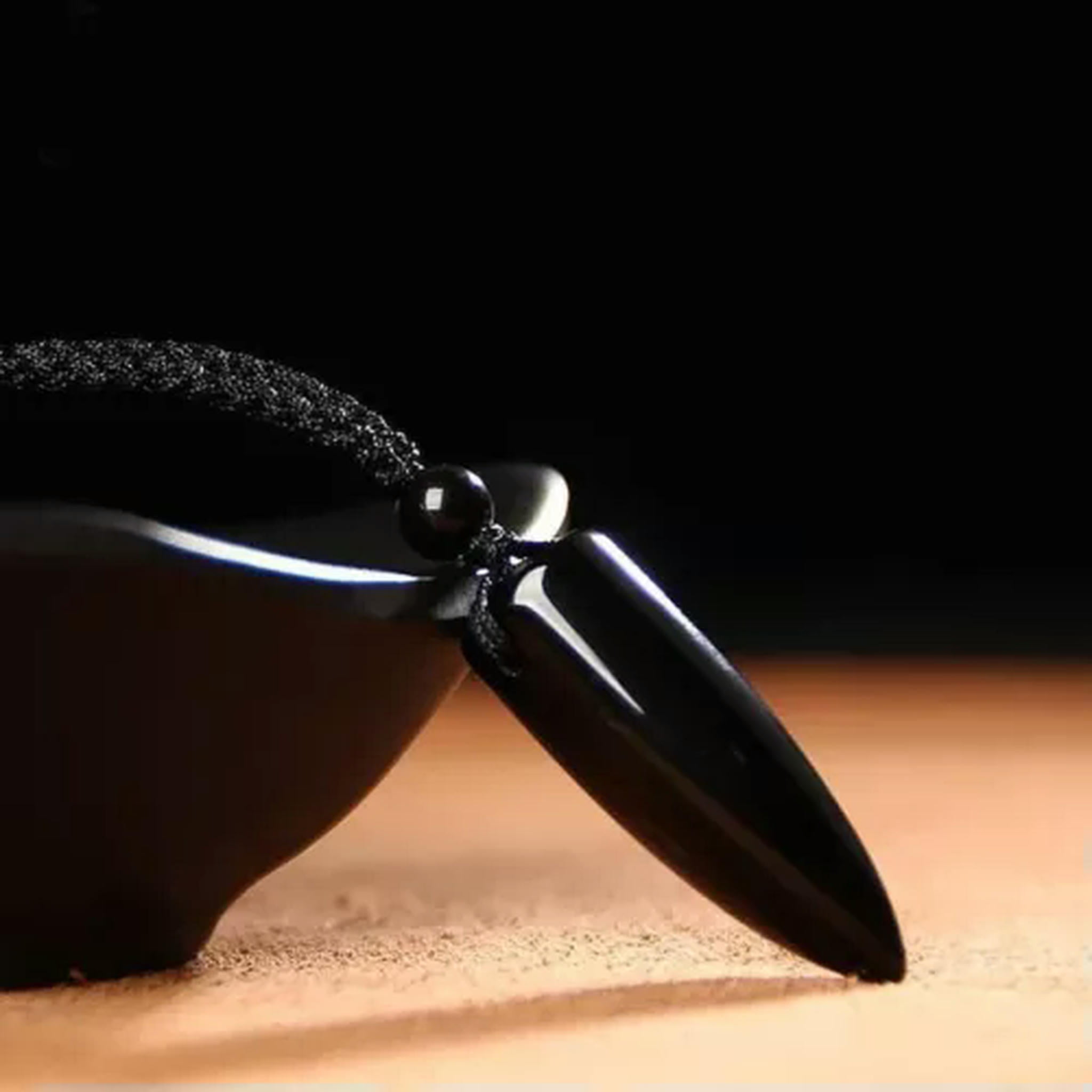K-KED Black Obsidian Bullet Point Pendant Healing Balance Amulet Women ...