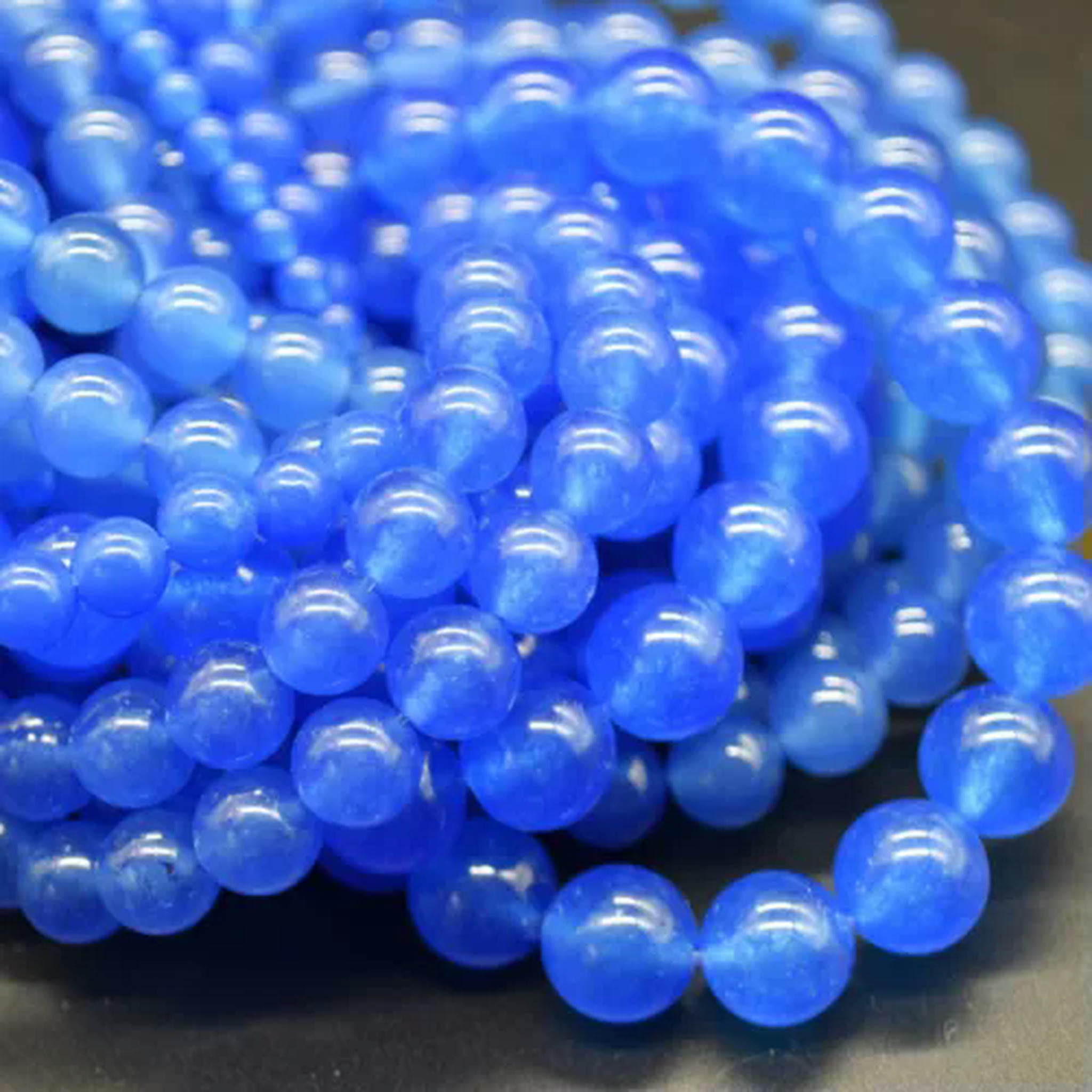 K-KED Blue Jade Semi-precious Gemstone Round Beads 4mm, 6mm, 8mm, 10mm ...